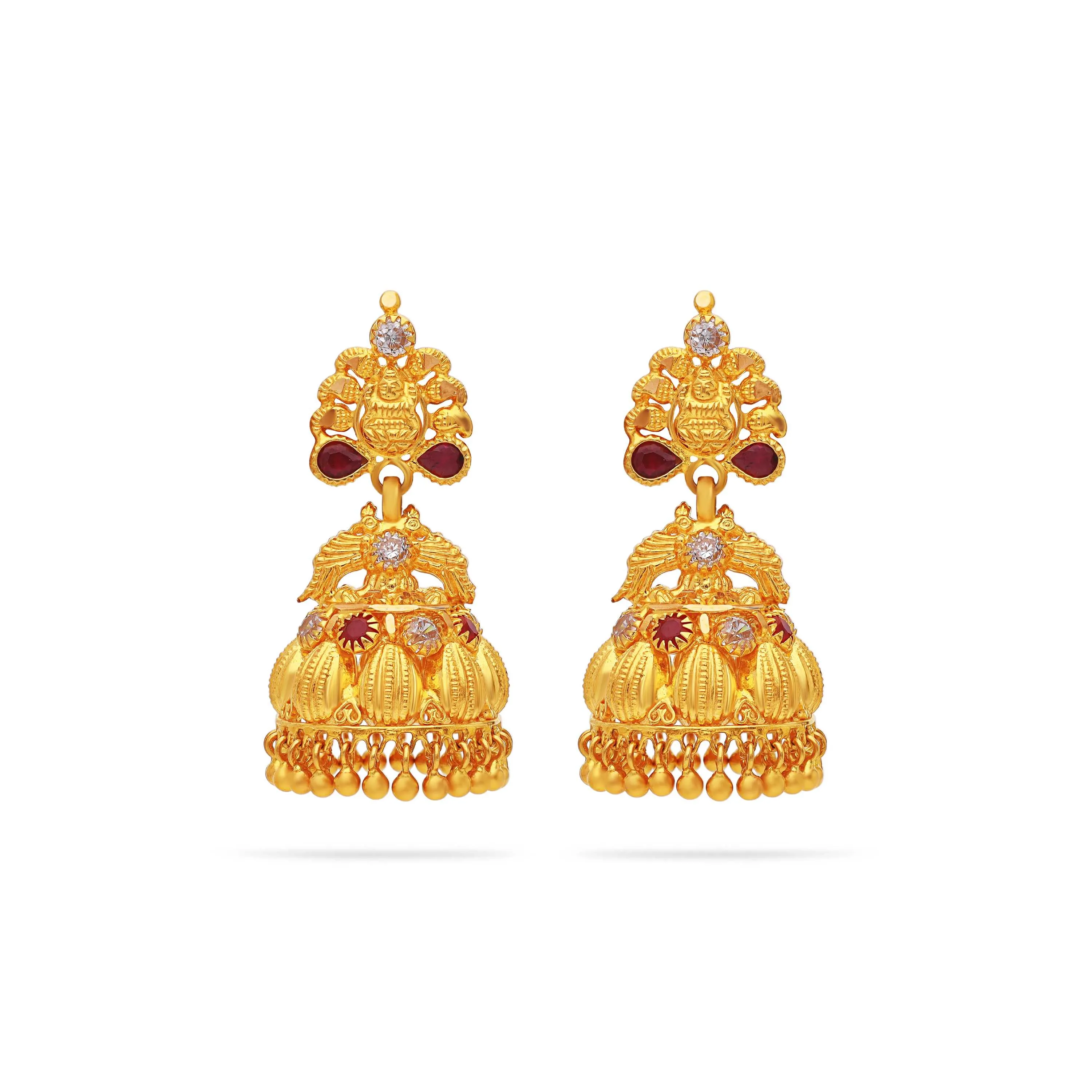 Studded And Detailed 22KT Gold Drops For Women