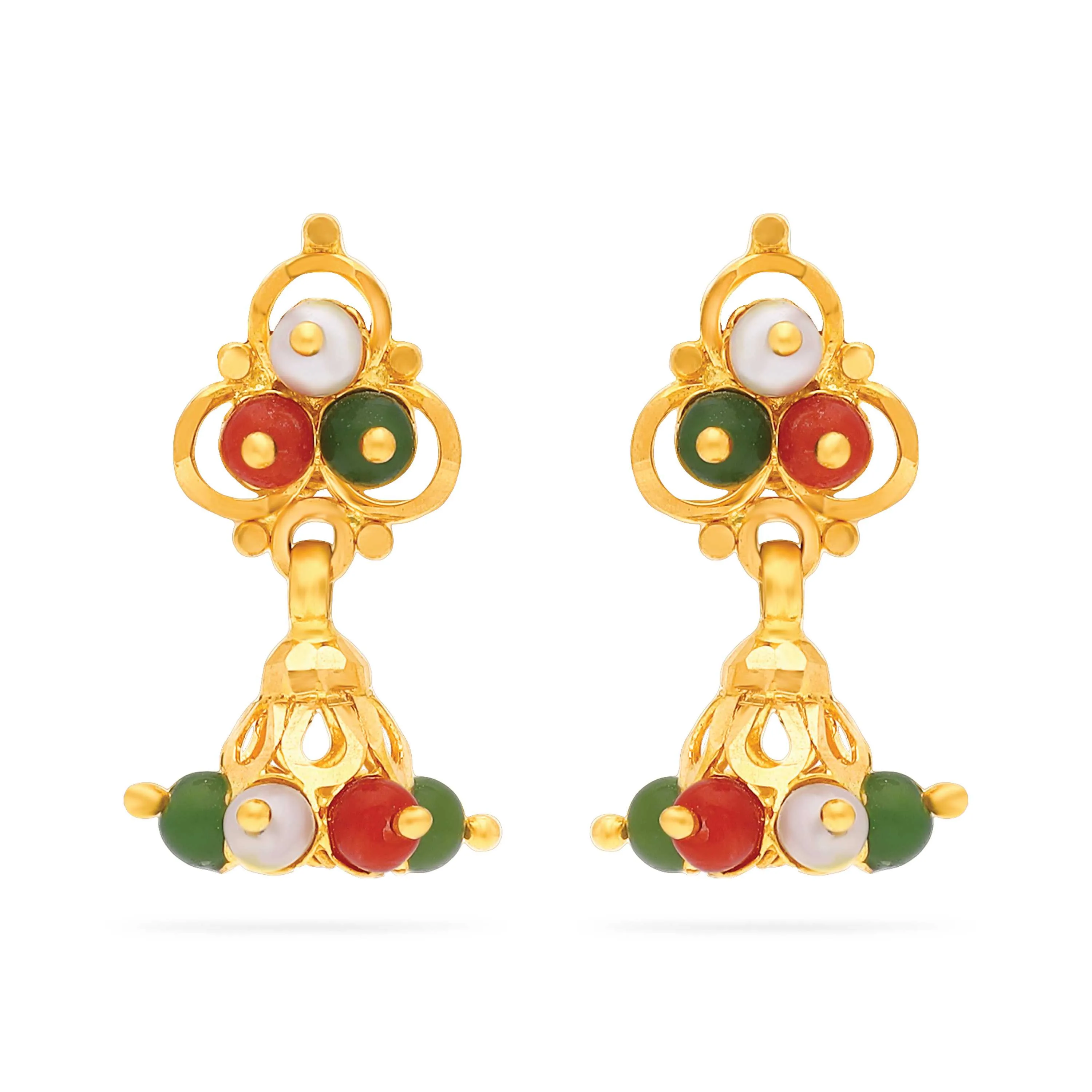 Gorgeously Detailed And Studded 22KT Gold Drops For Women