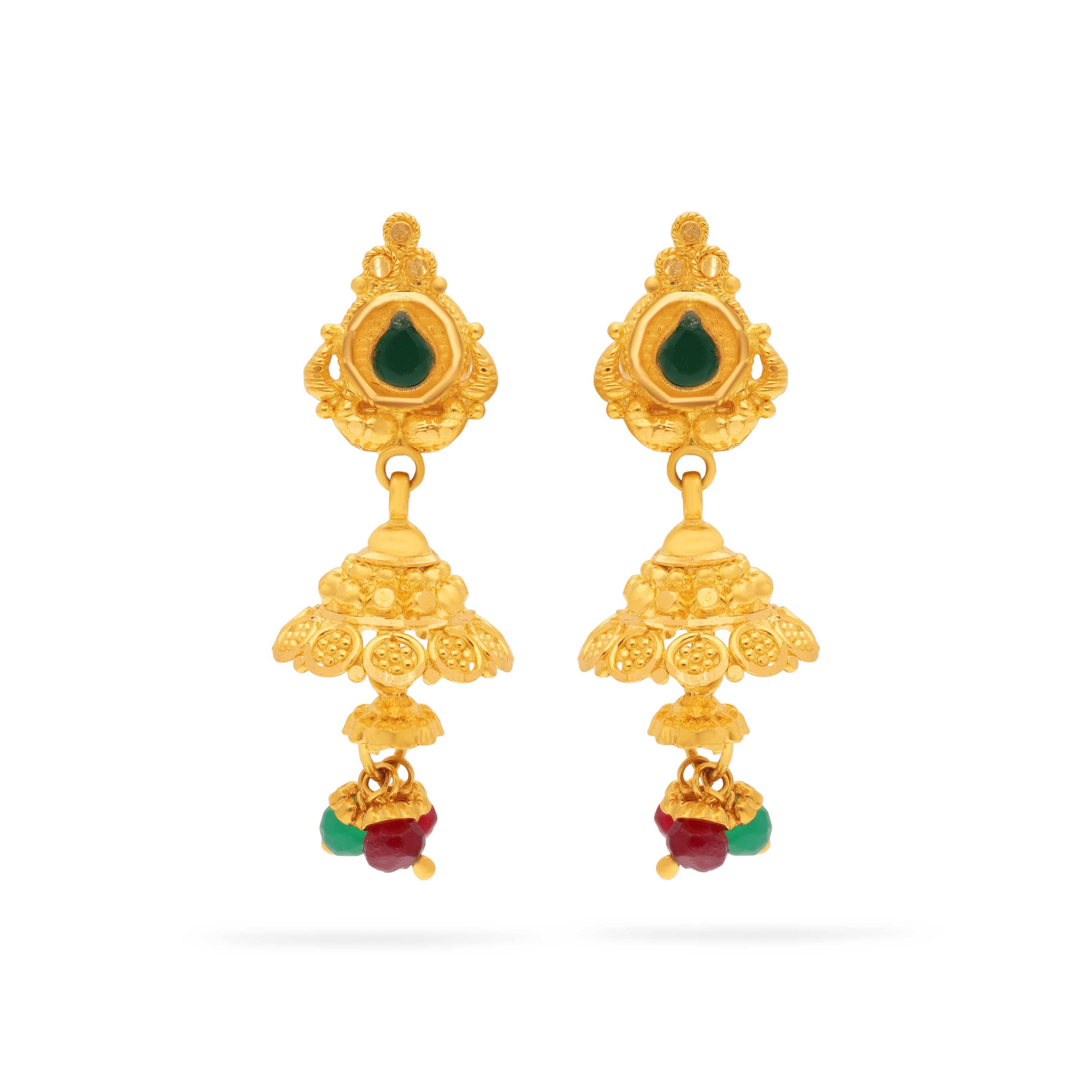 Classic Bombay Pattern 22KT Gold Jhumkas For Women