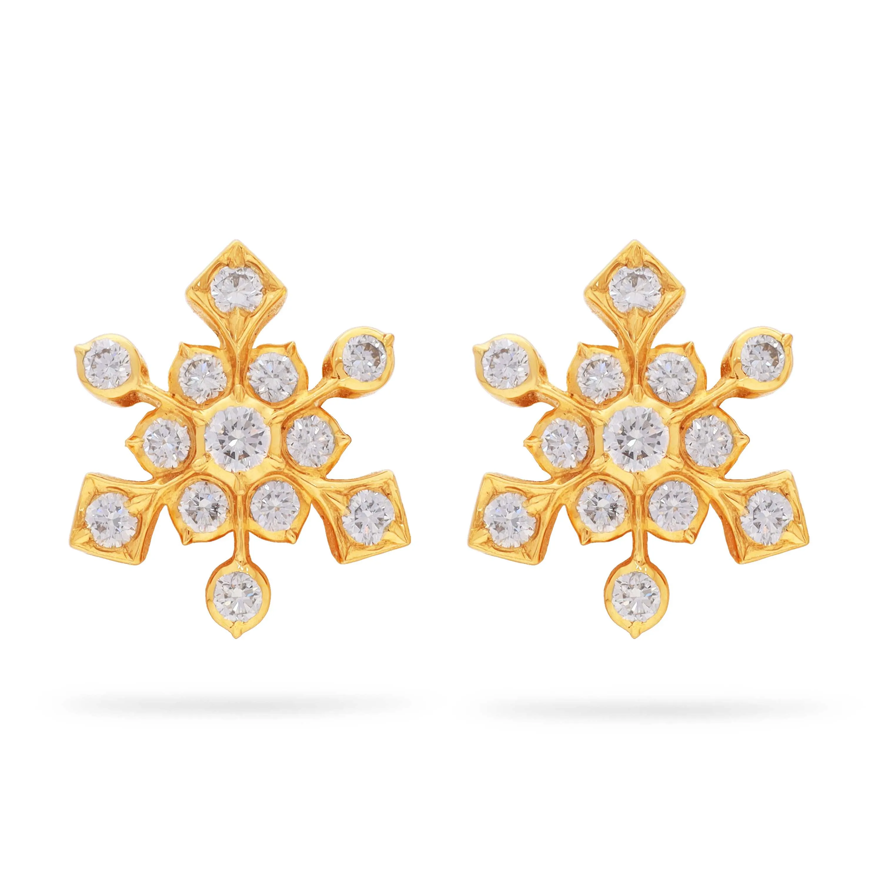 Glamorously Detailed And Diamond Studded 22KT Gold Close Setting Studs