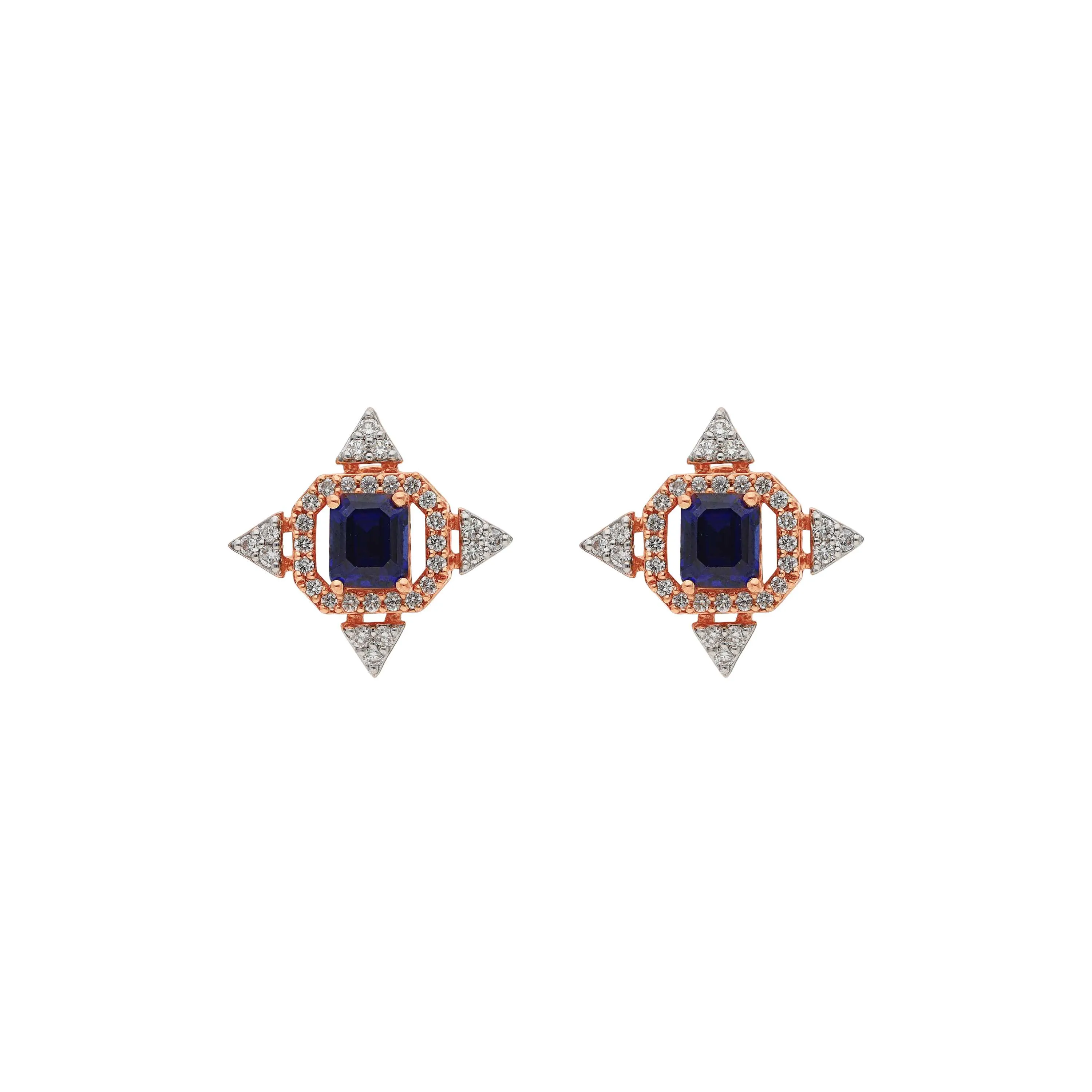 Glamorously Detailed And Diamond Studded 18KT Rose Gold Studs