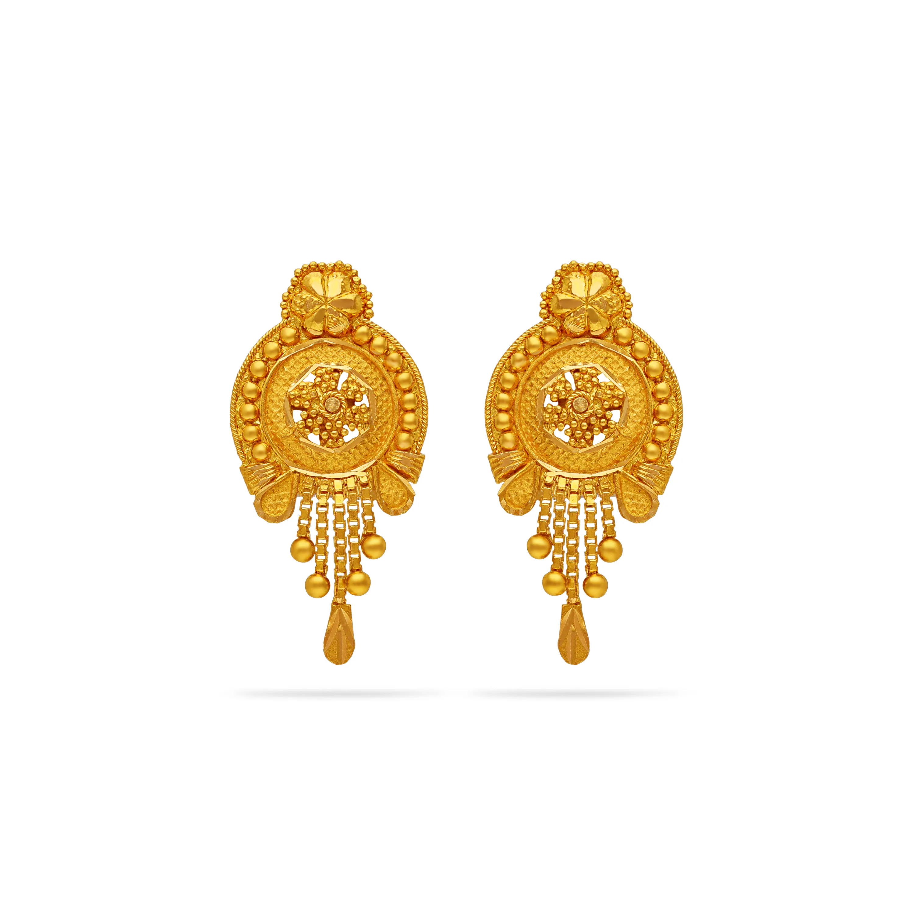 Matte Finished And Detailed 22KT Gold Studs