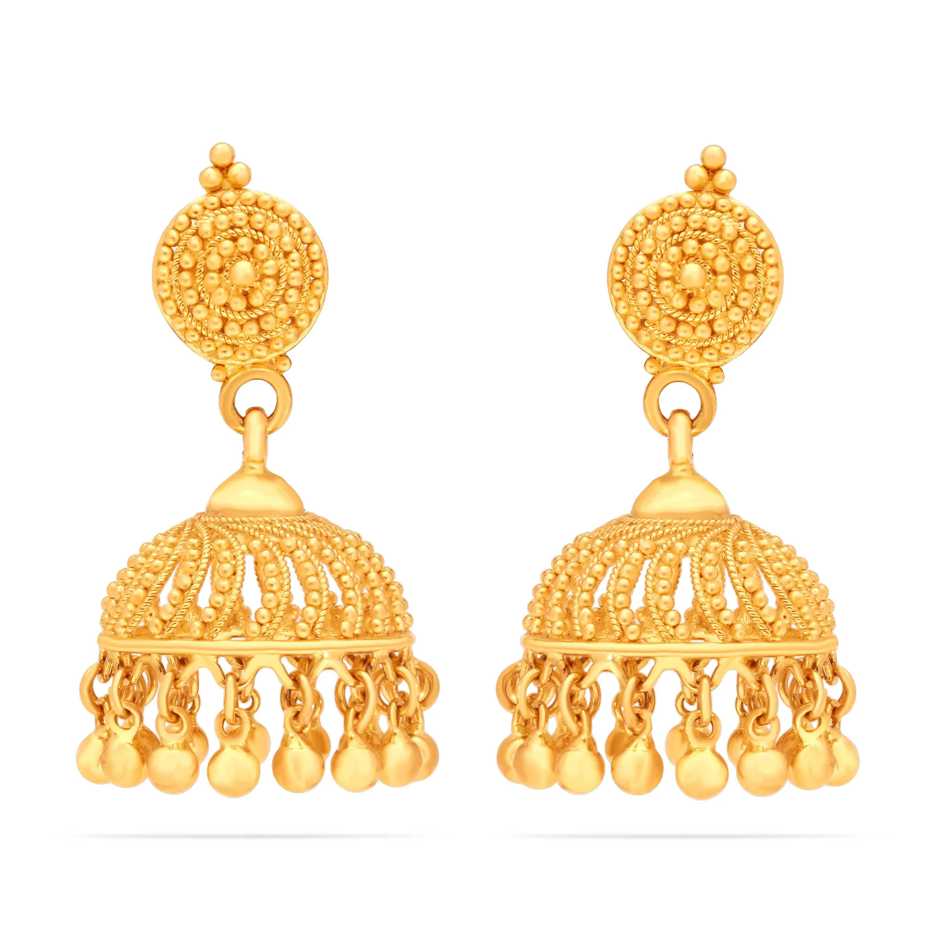 Traditionally Crafted And Detailed 22KT Gold Drops For Women