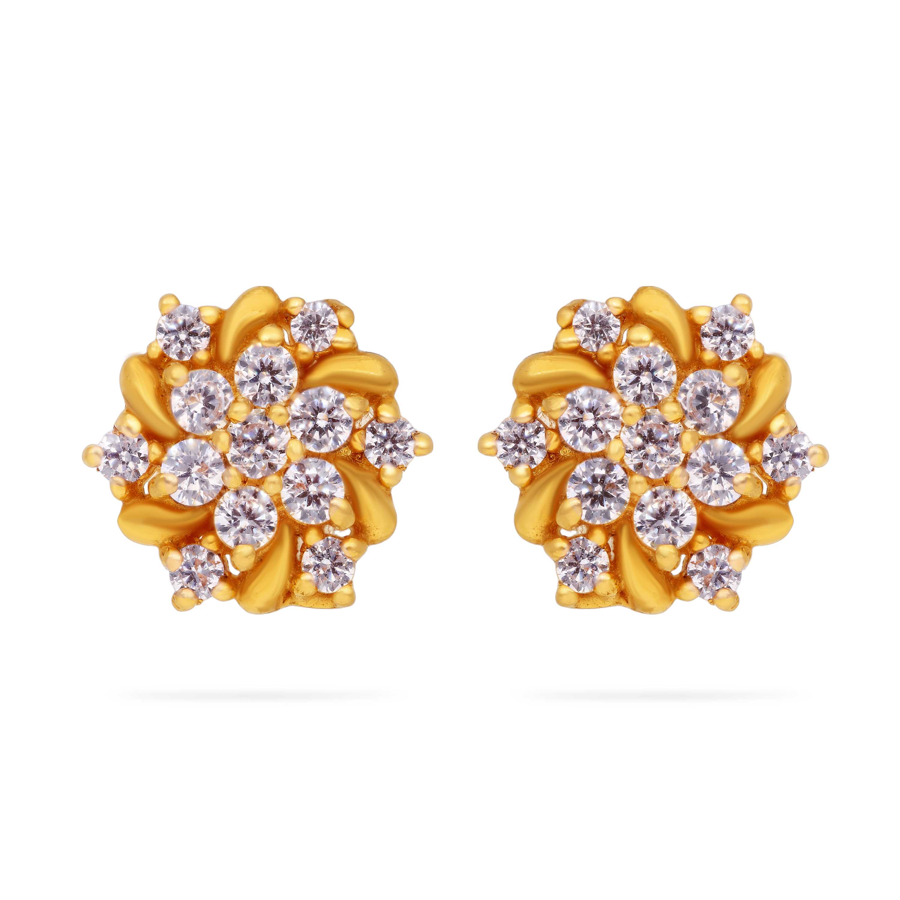 Premium Gorgeously Detailed And Studded 22KT Gold Studs