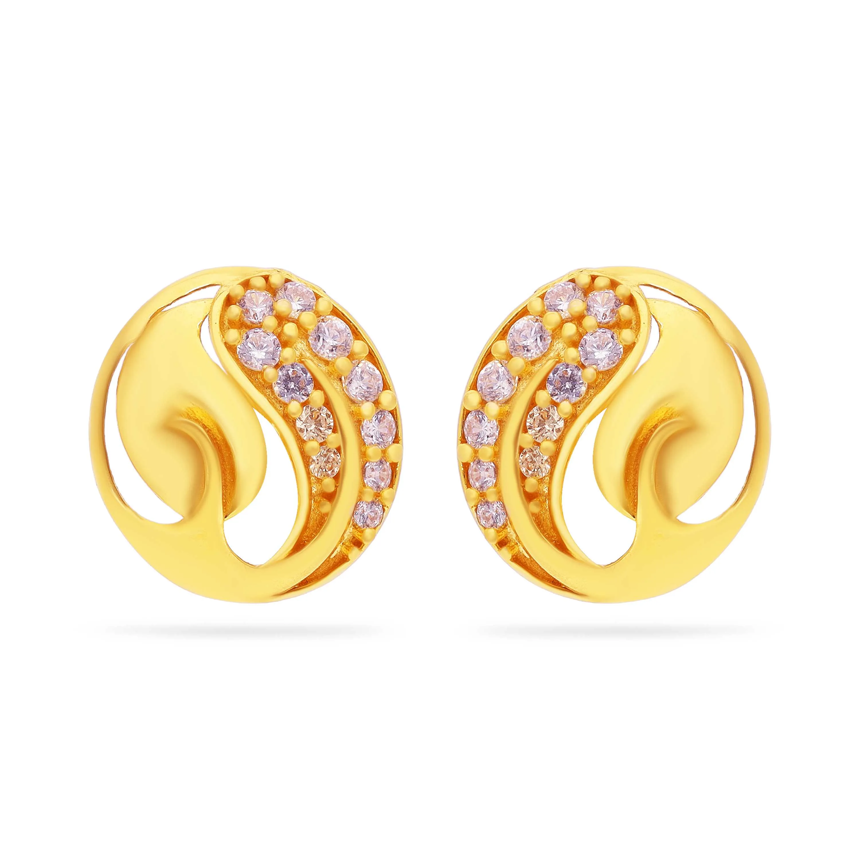 Studded And Detailed 22KT Gold Studs For Women