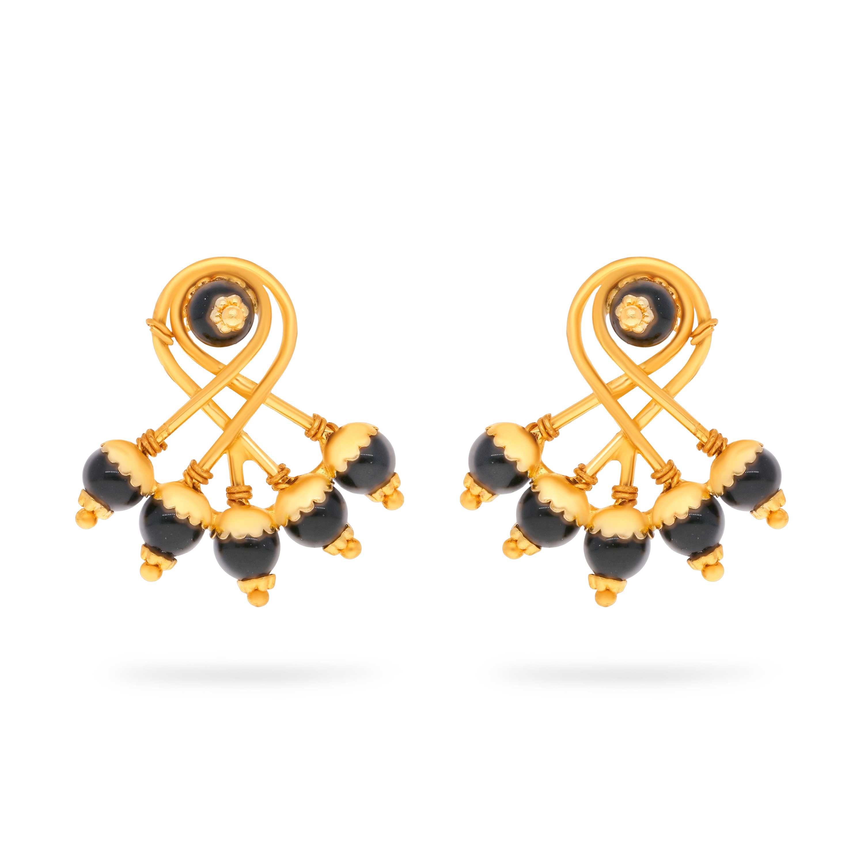 Classic Finely Detailed And Studded 22KT Gold Studs For Women