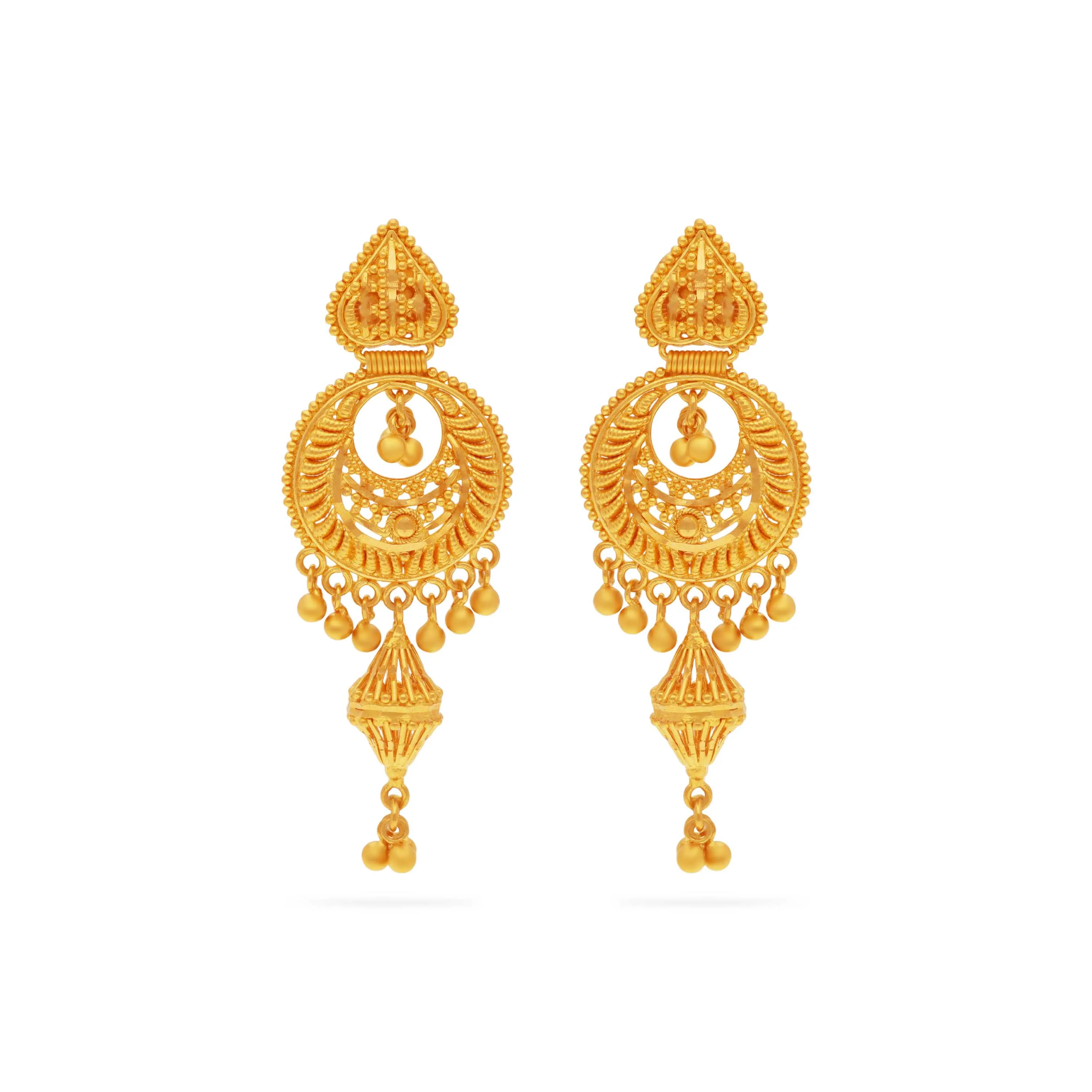 Classic Finely Detailed And Crafted 22KT Gold Drops For Women