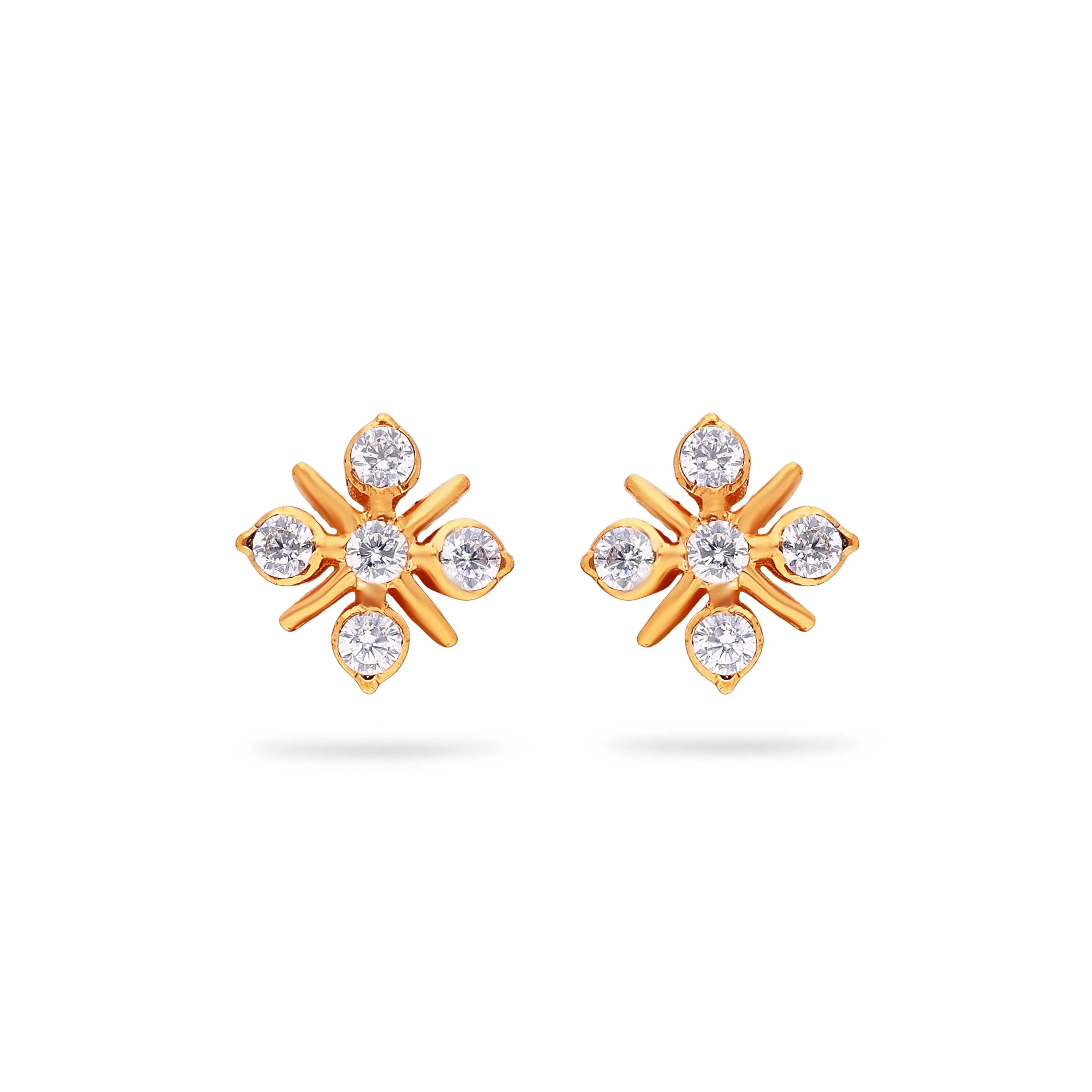Studded And Detailed 22KT Gold Studs For Women