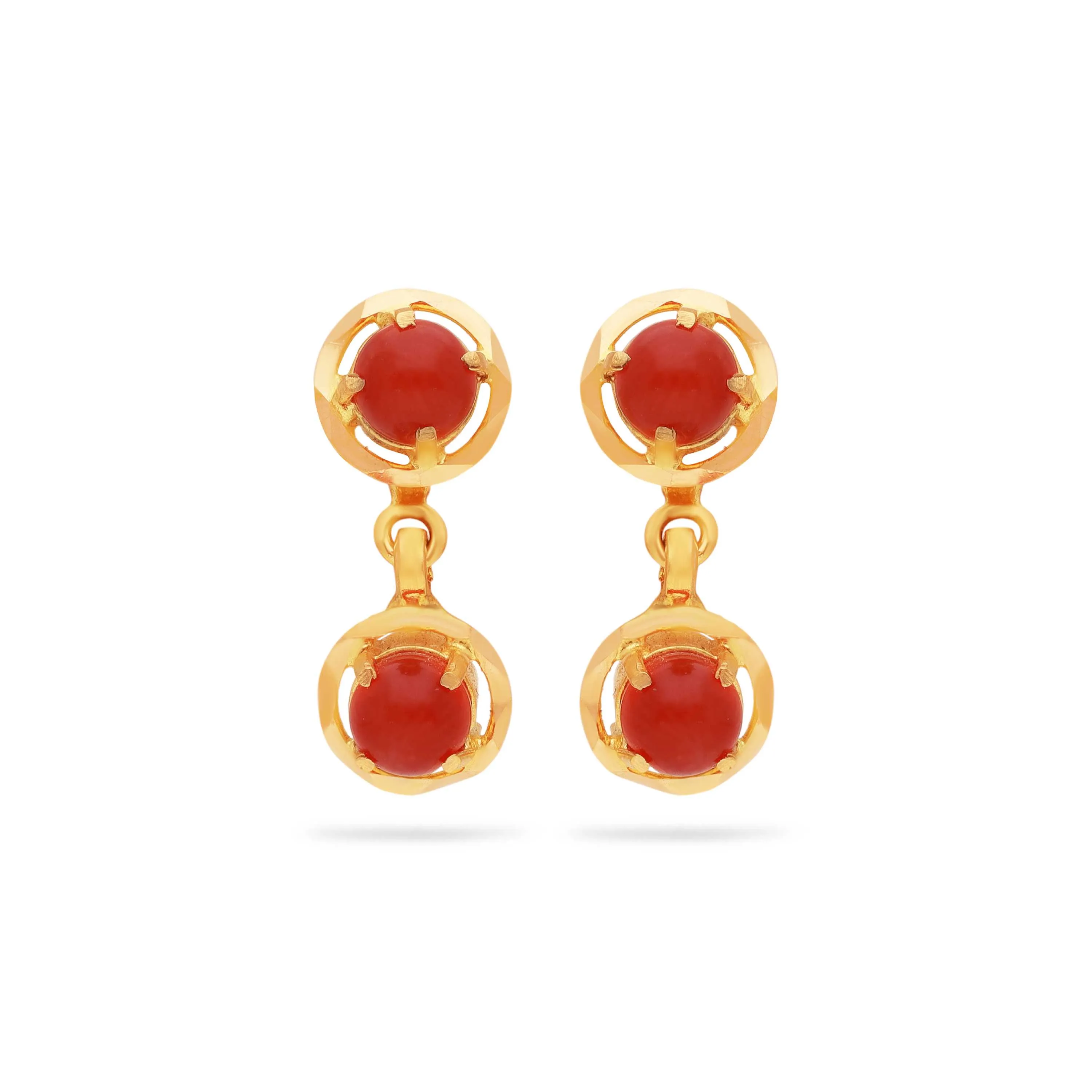 Detailed And Coral Studded 22KT Gold Drops
