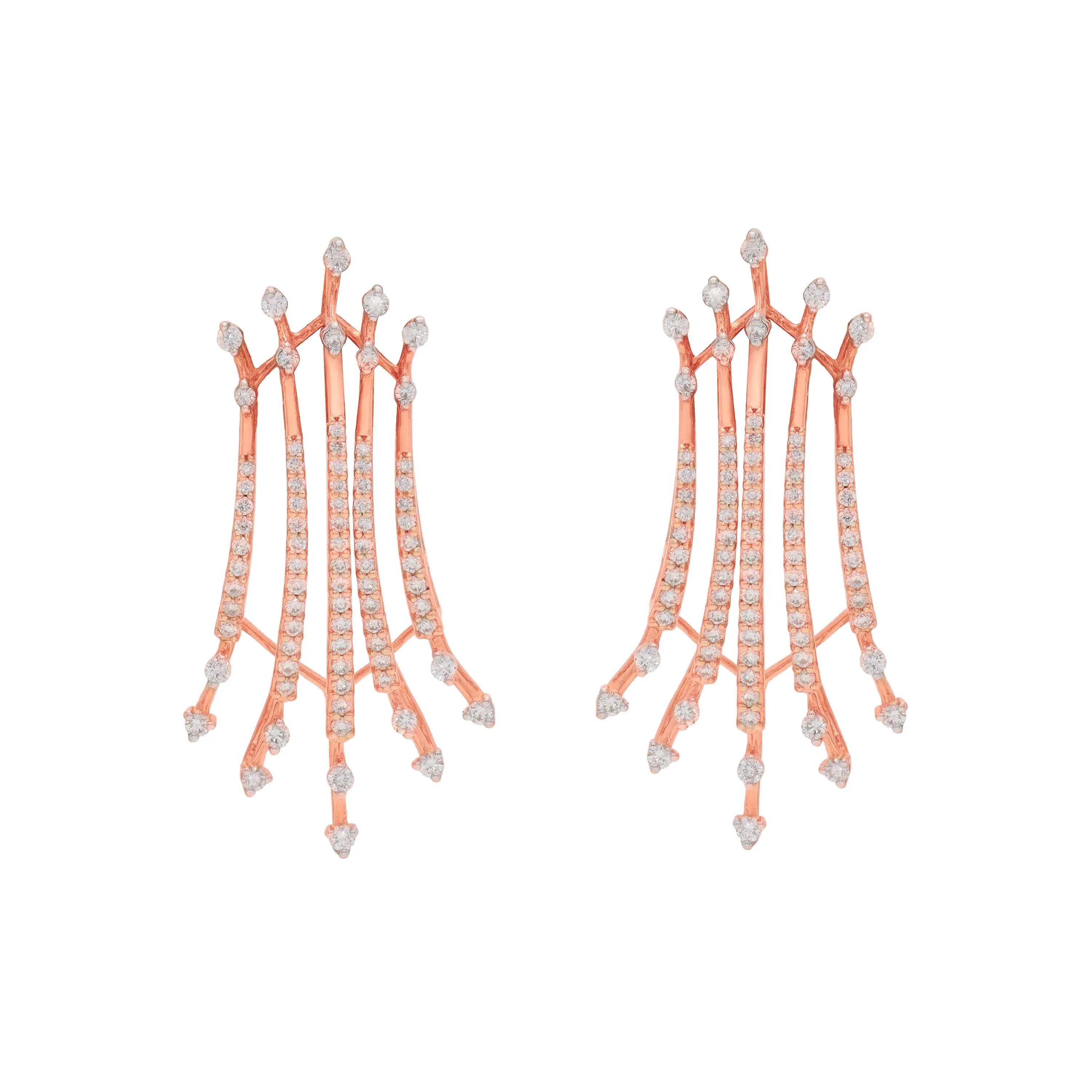 Glamorously Detailed And Diamond Studded 18KT Rose Gold Studs
