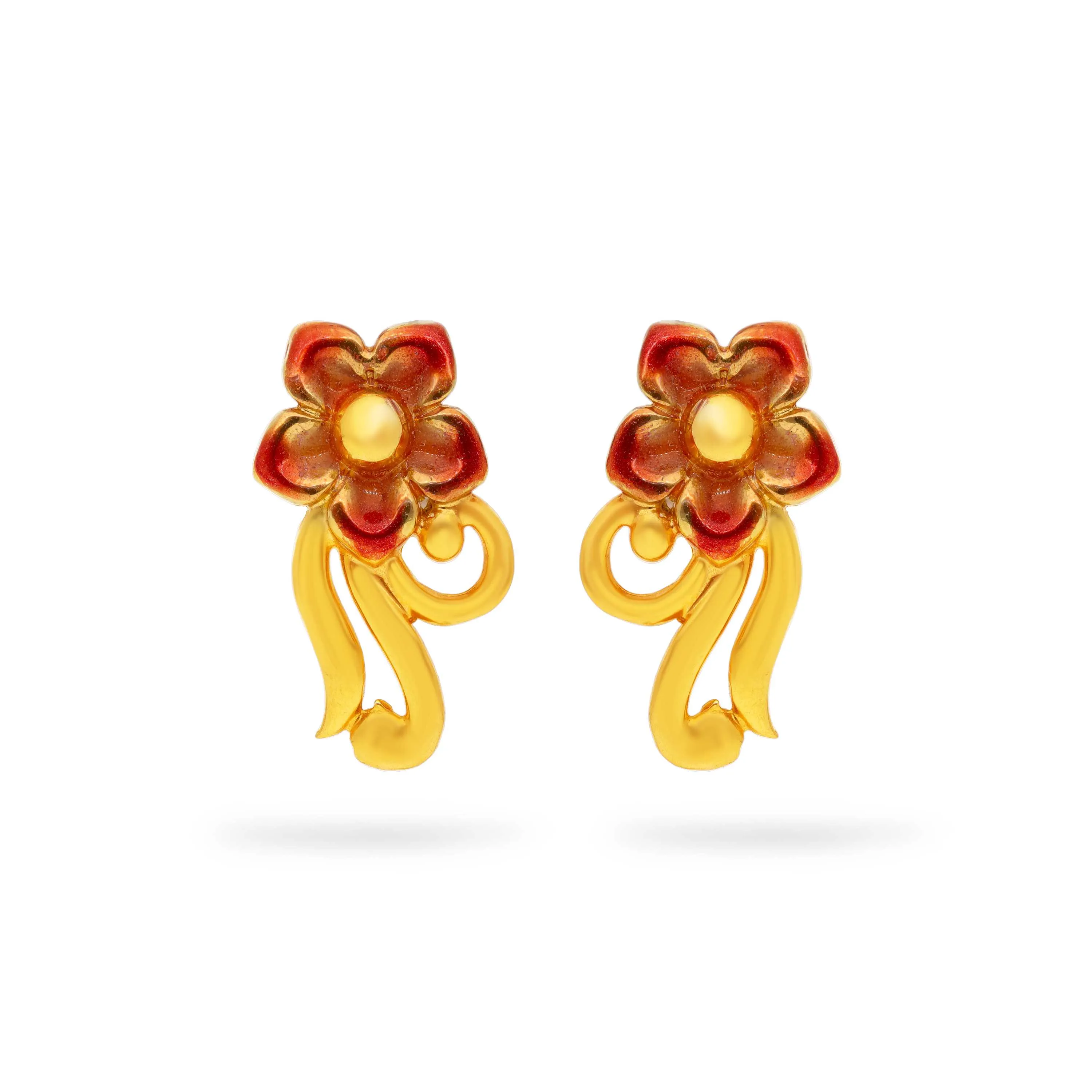 Enamel Worked And Detailed 22KT Gold Studs