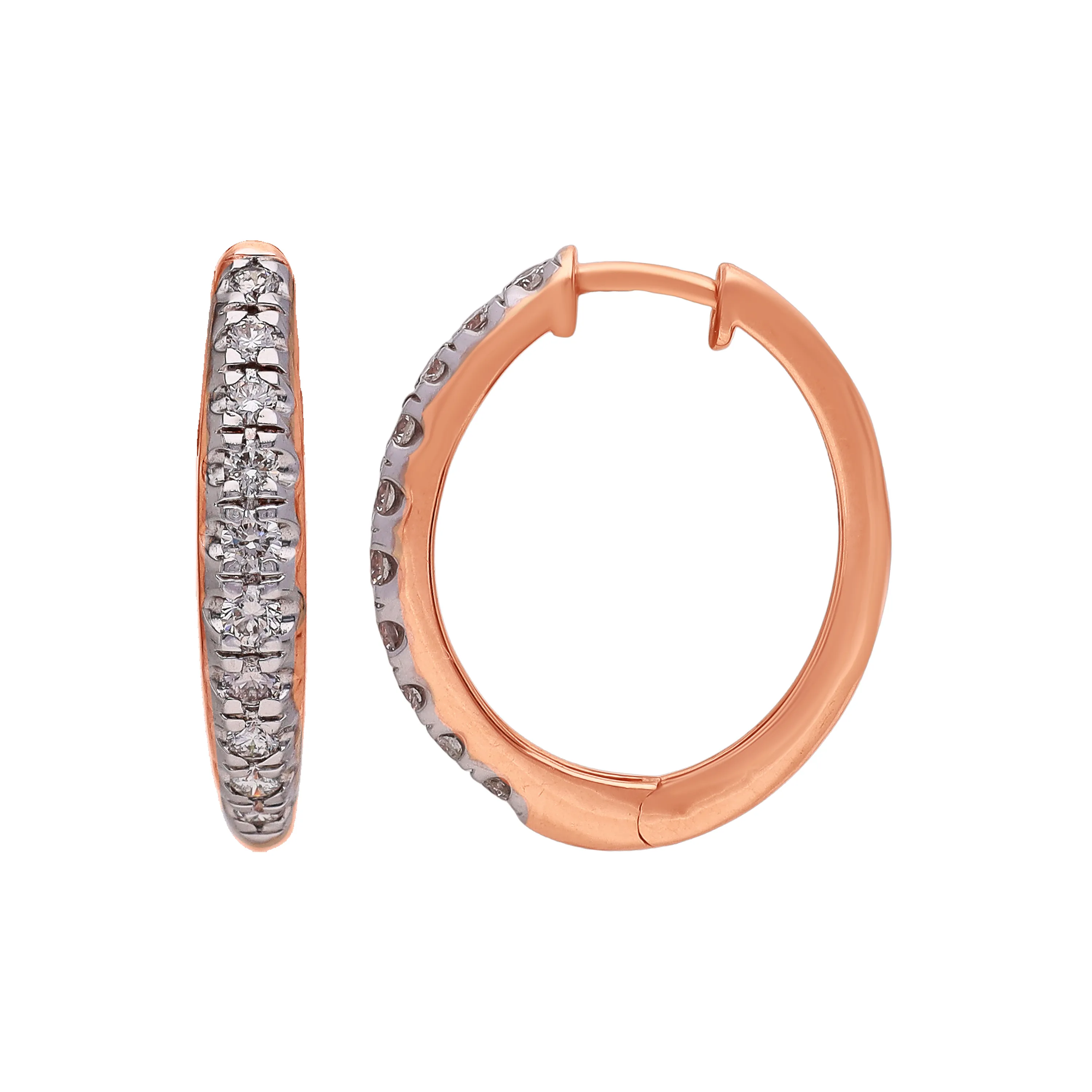 Glamorously Detailed And Diamond Studded 18KT Rose Gold Studs
