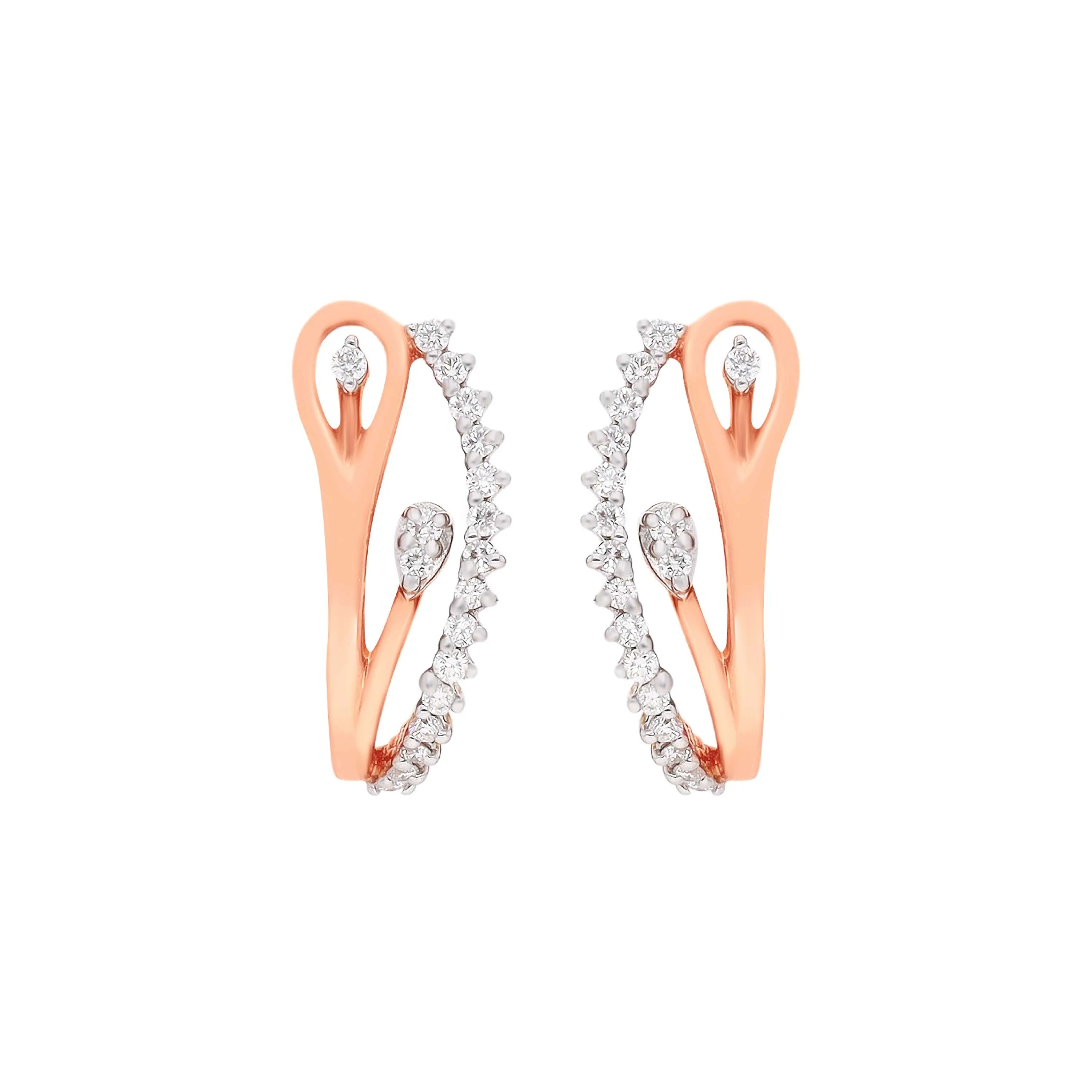 Glamorously Detailed And Diamond Studded 18KT Rose Gold Studs