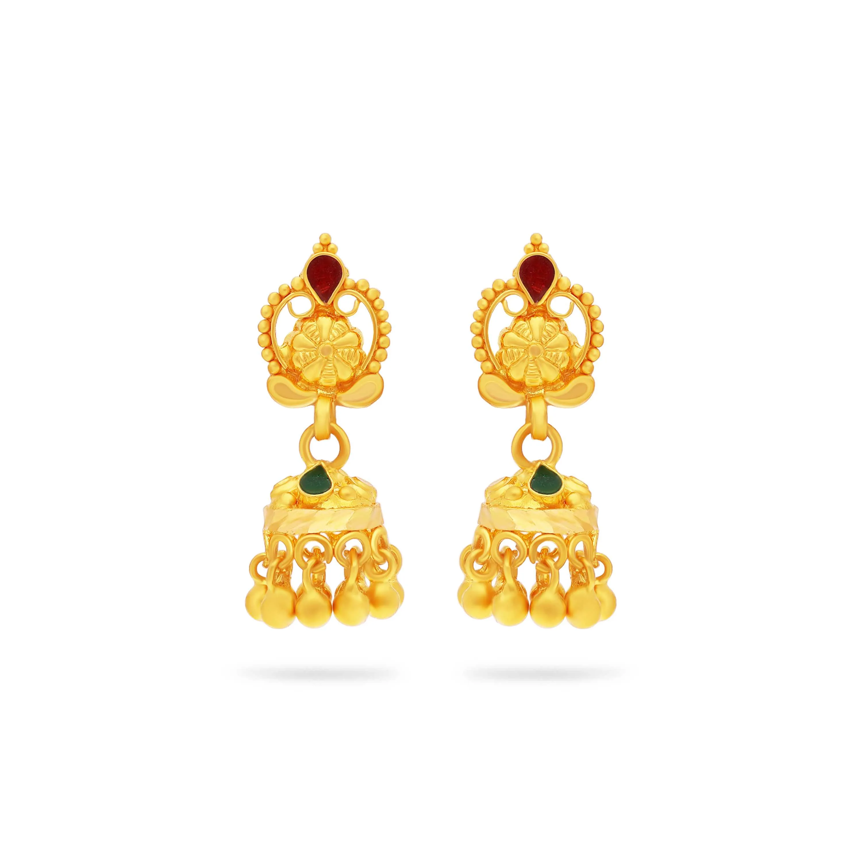 One Of Its Kind Bombay Pattern 22KT Gold Drops For Women