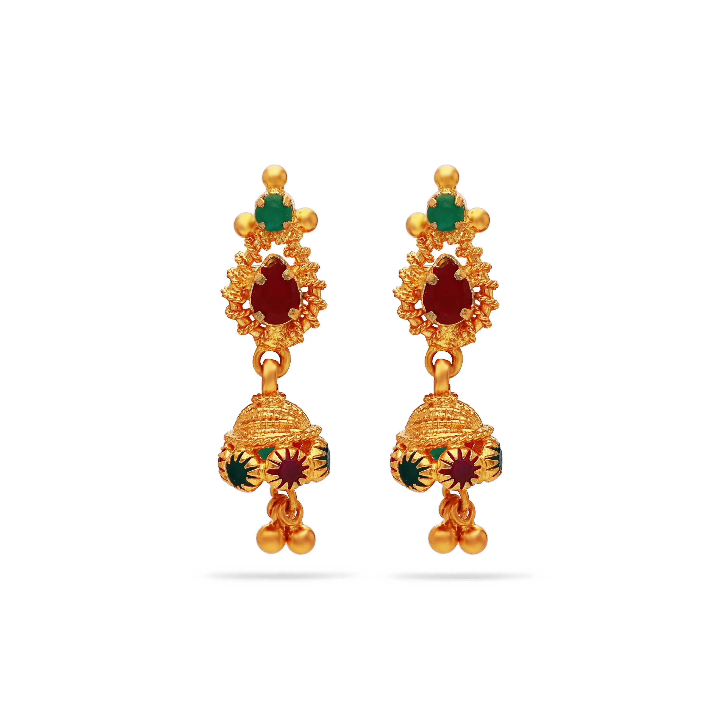 Studded And Detailed 22KT Gold Drops For Women