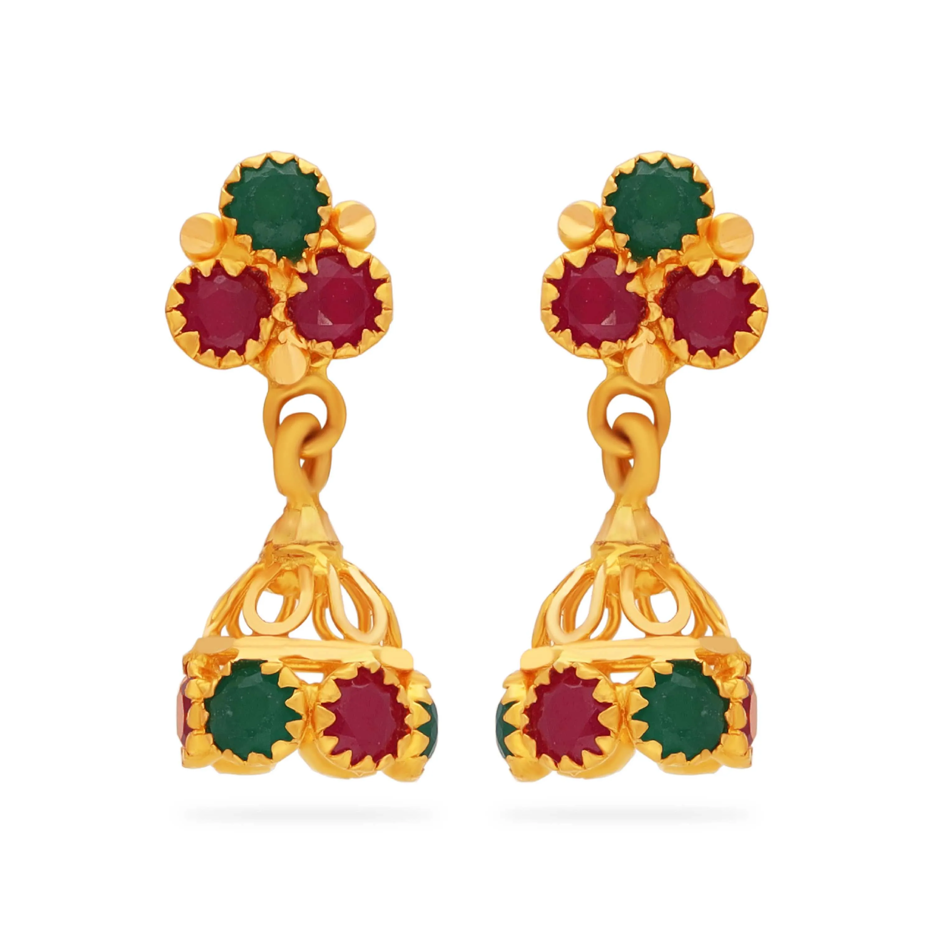 Gorgeously Detailed And Studded 22KT Gold Drops