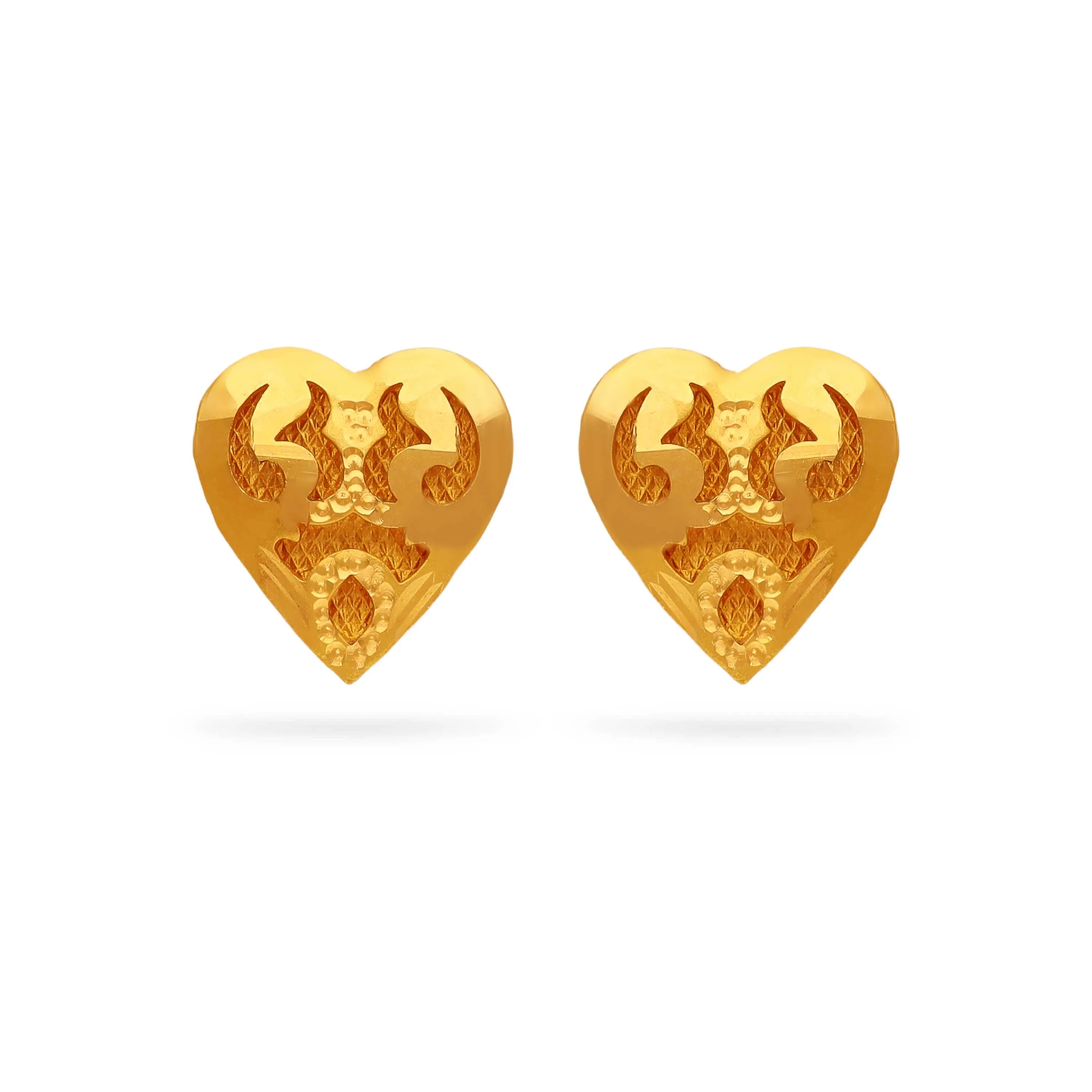 Matte Finished And Detailed 22KT Gold Studs For Women