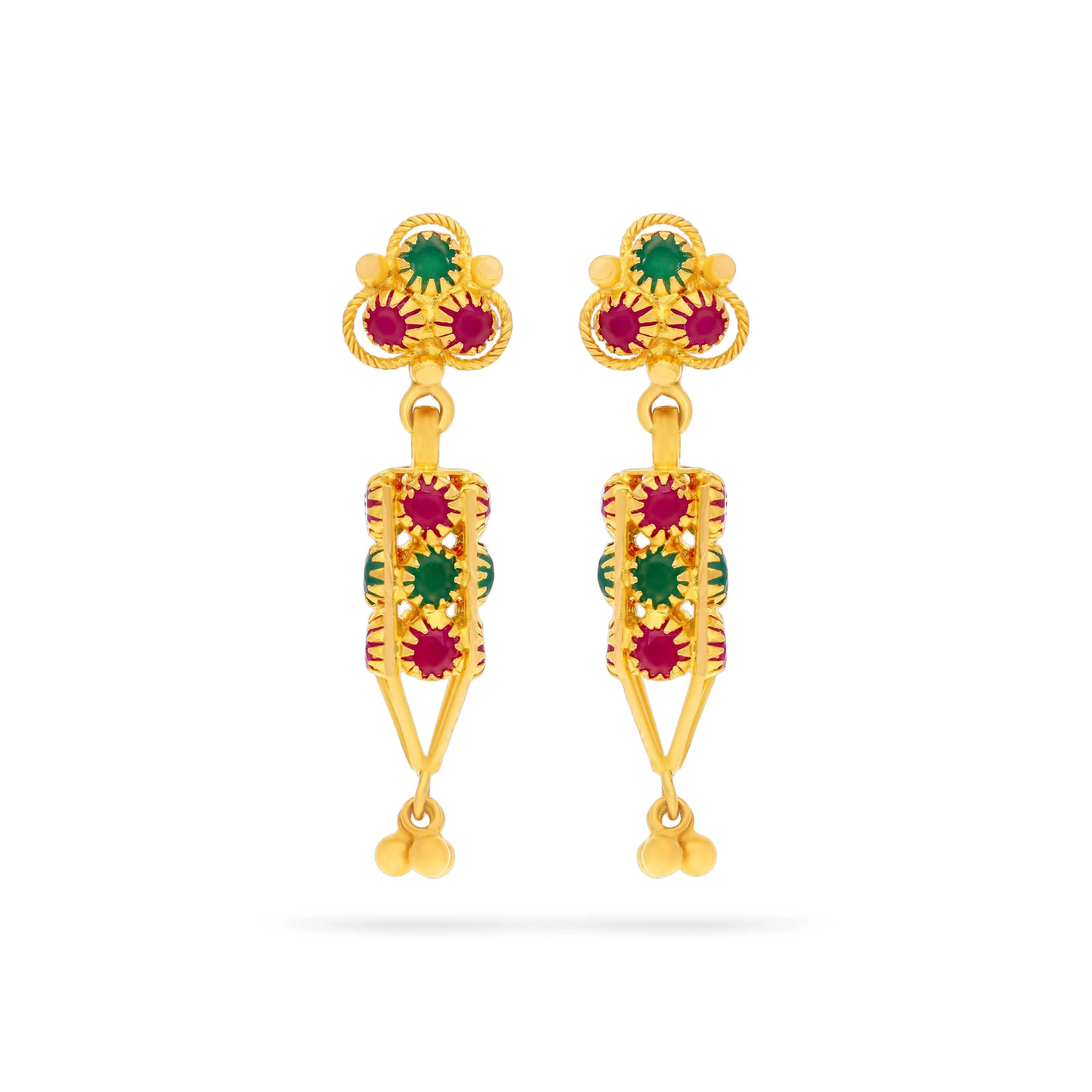 Specially Crafted And Studded 22KT Gold Drops For Women