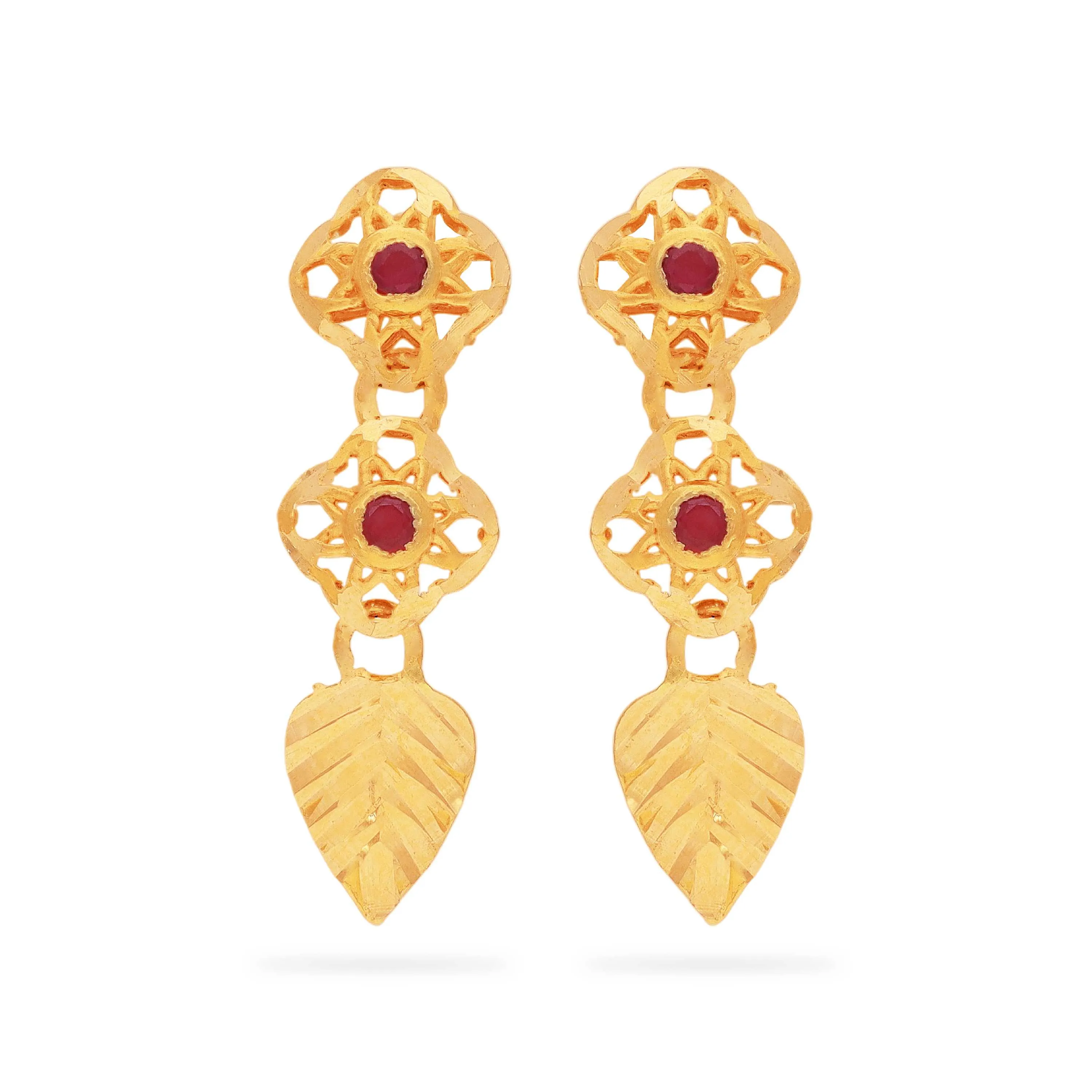 Studded And Detailed 22KT Gold Studs For Women