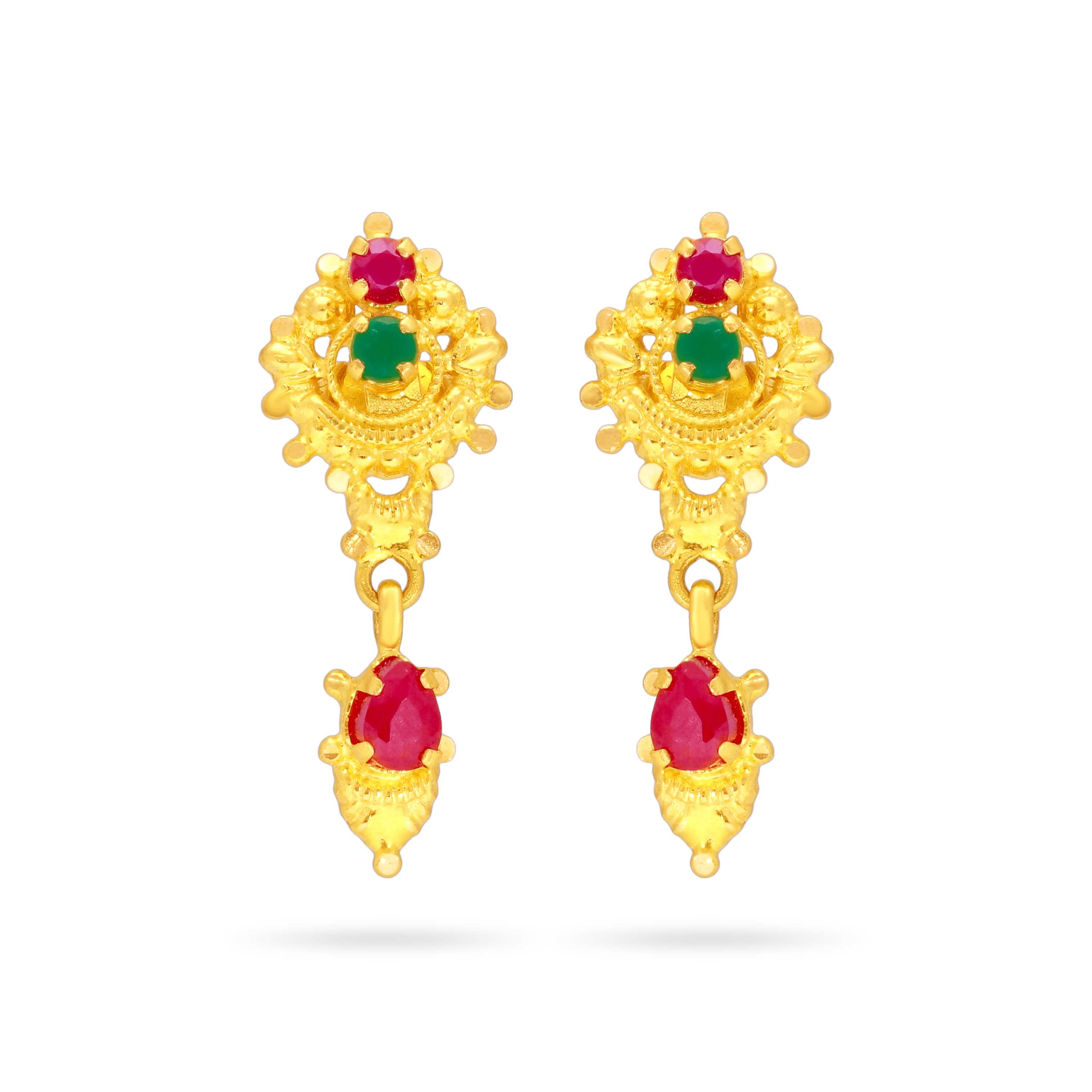 Traditionally Crafted And Studded 22KT Gold Drops