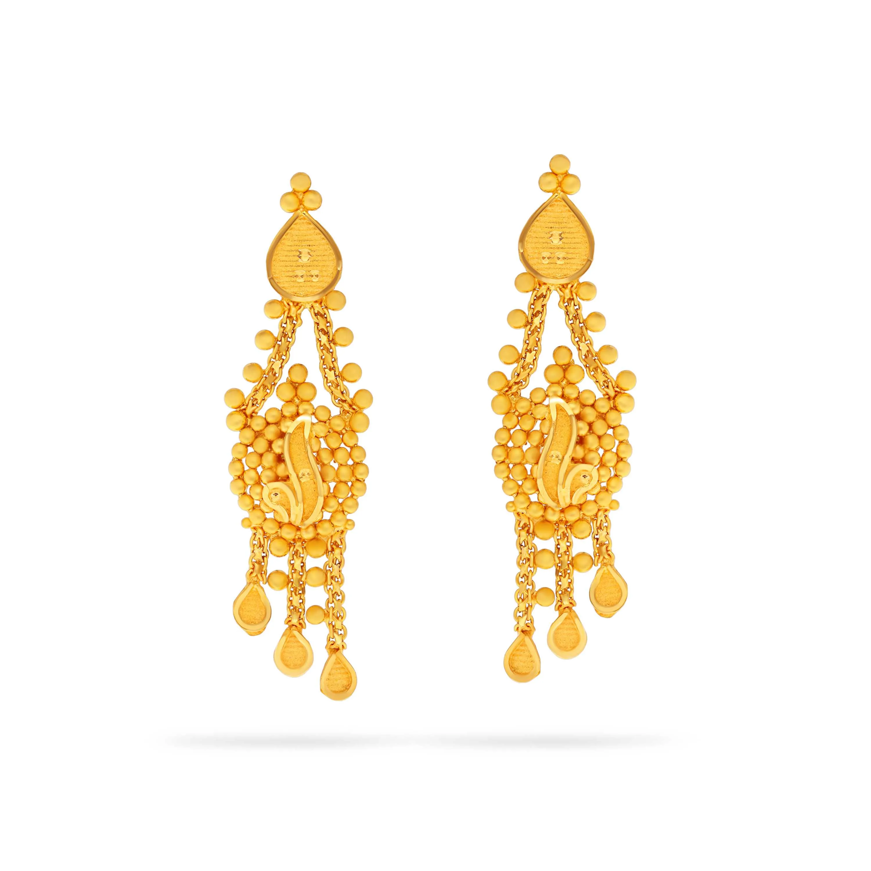 Classic Matte Finished And Detailed 22KT Gold Drops For Women