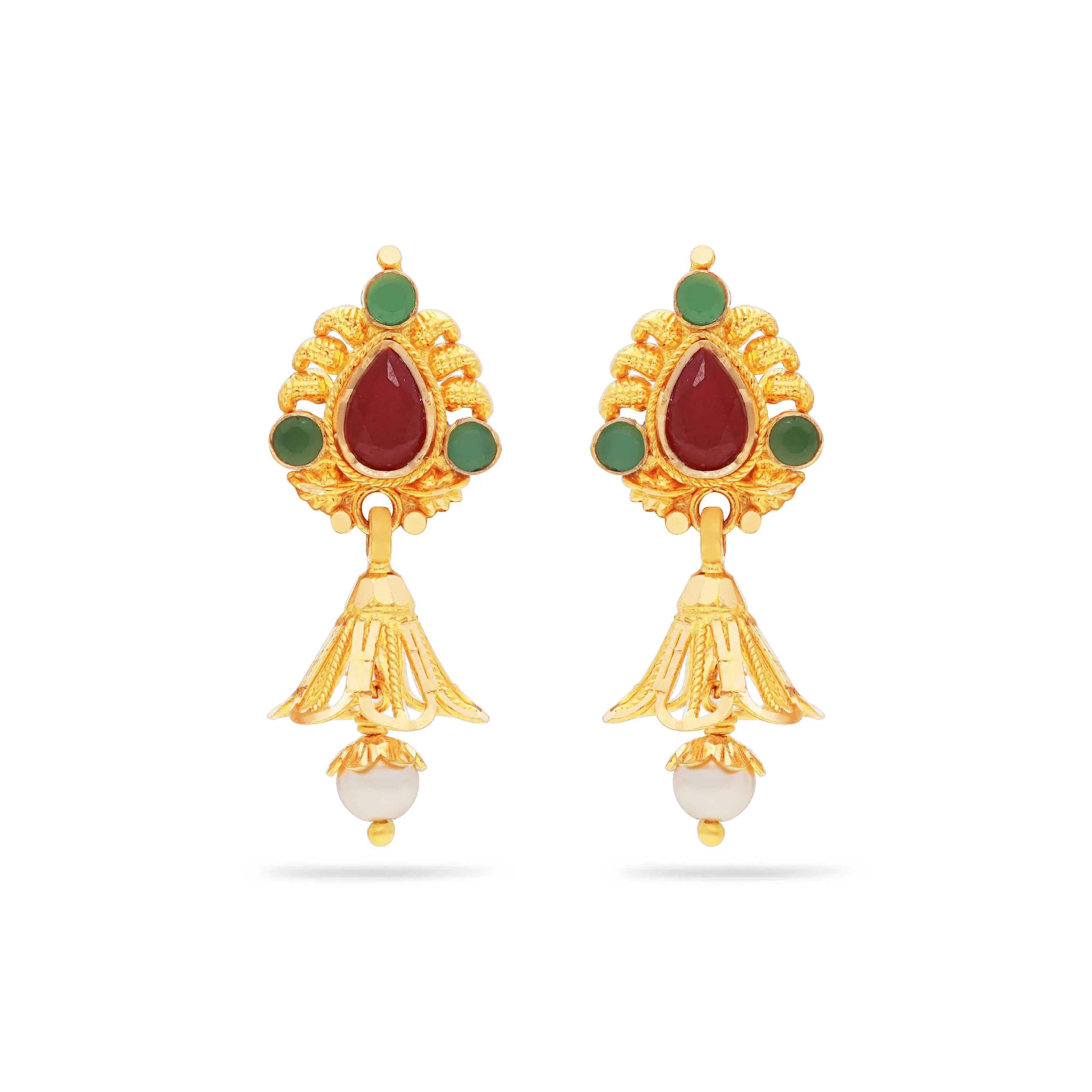 Studded And Detailed 22KT Gold Drops For Women