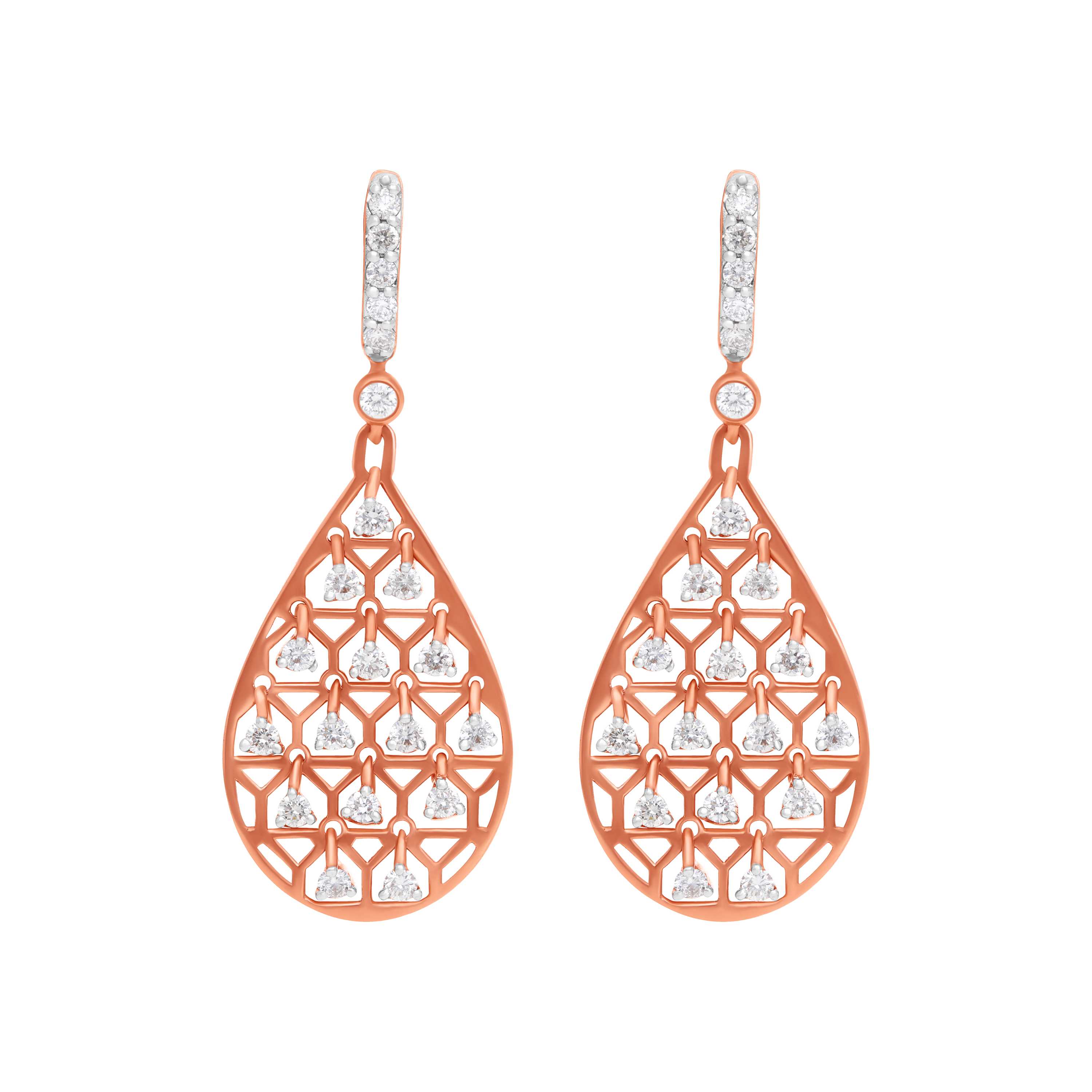 Drizzle Sparkle Diamond Earrings Set in 18KT Gold