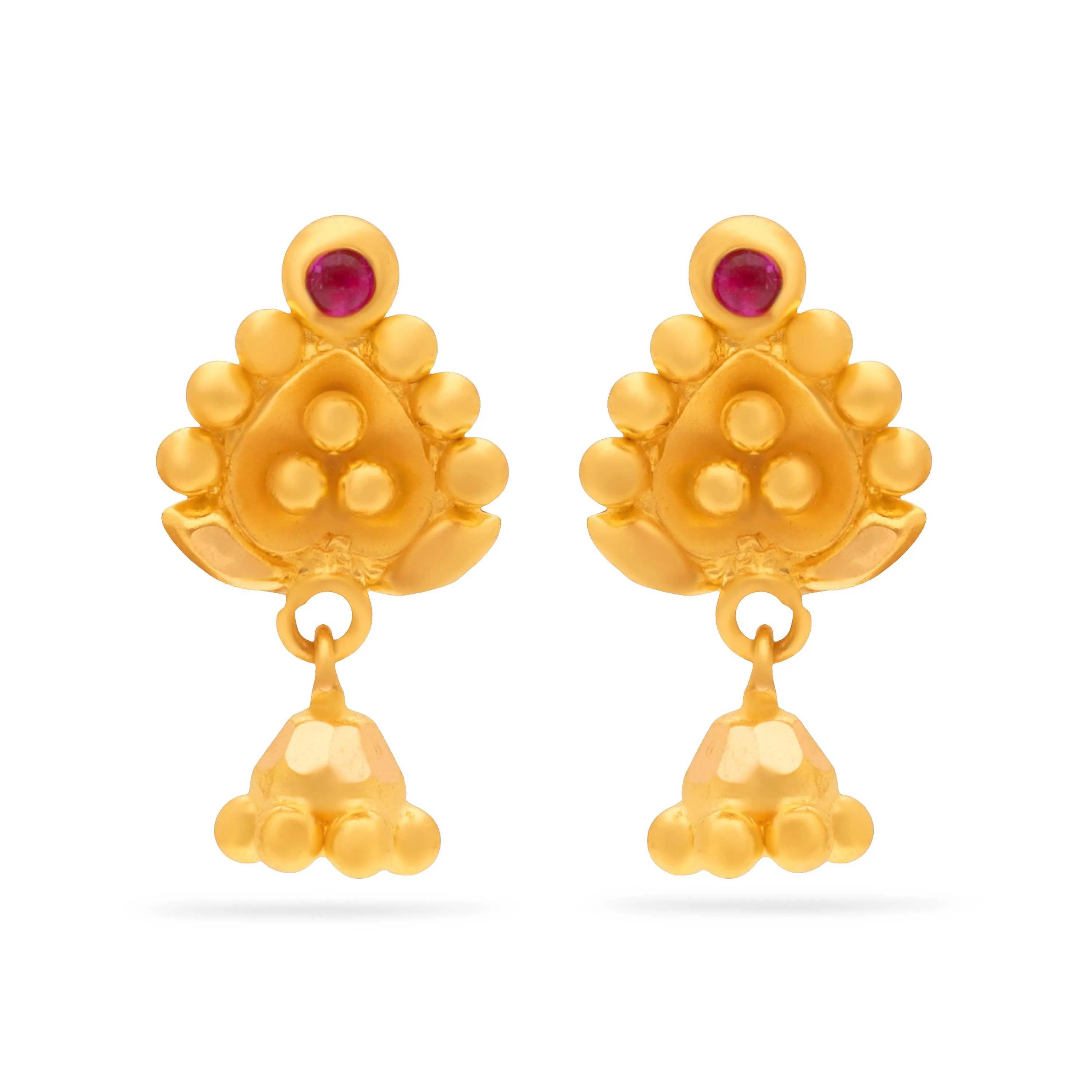 Classic Matte Finished And Studded 22KT Gold Drops For Kids