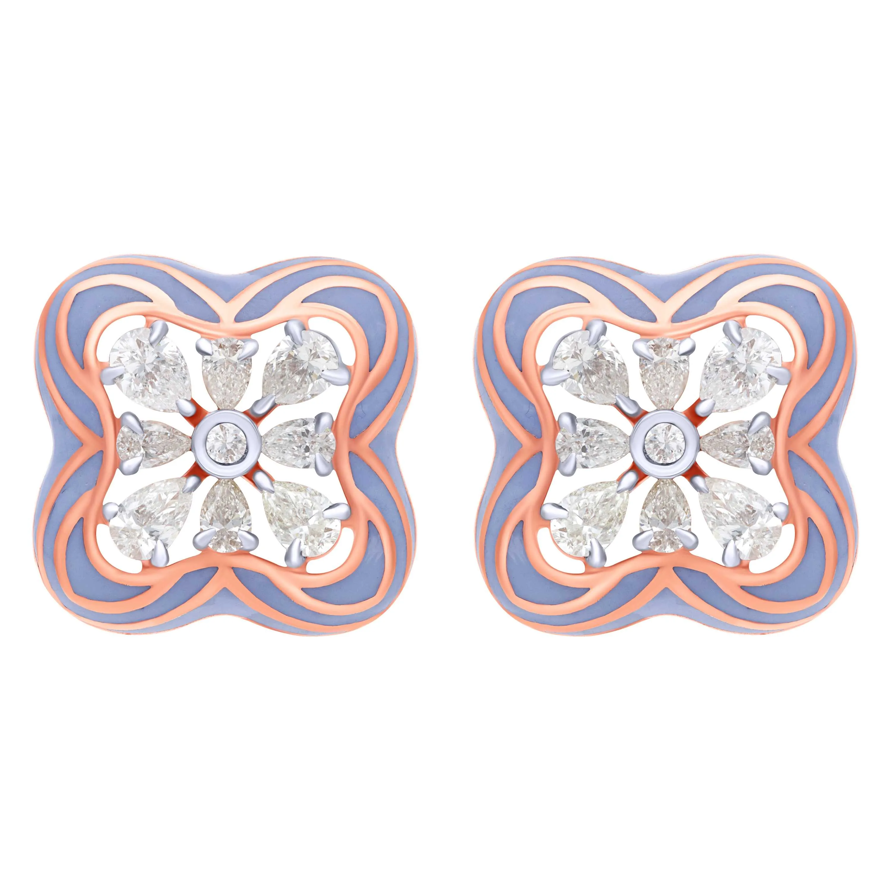 Mystifying Studded Floral Pattern 18KT Diamond Studs