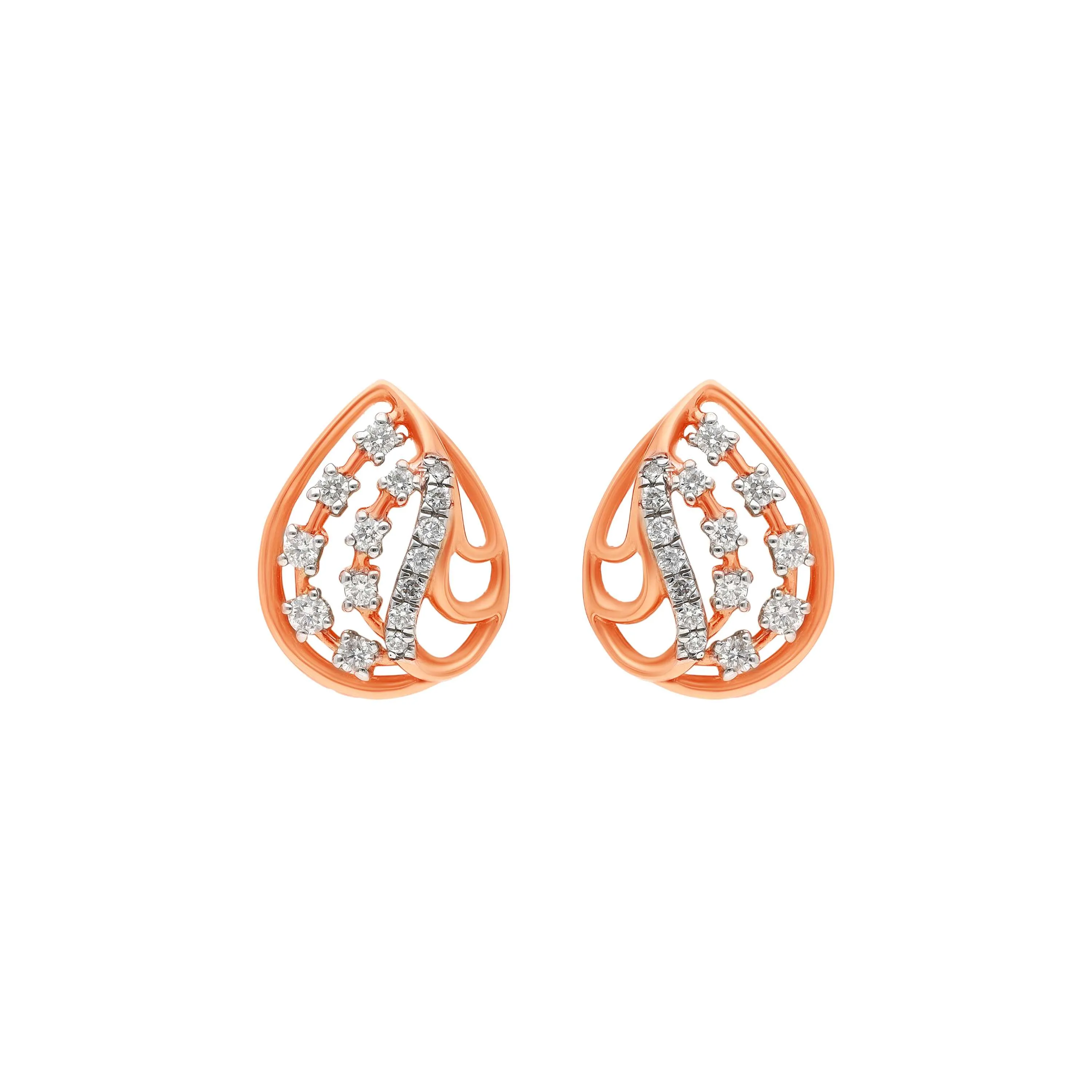 Glamorously Detailed And Diamond Studded 18KT Rose Gold Studs