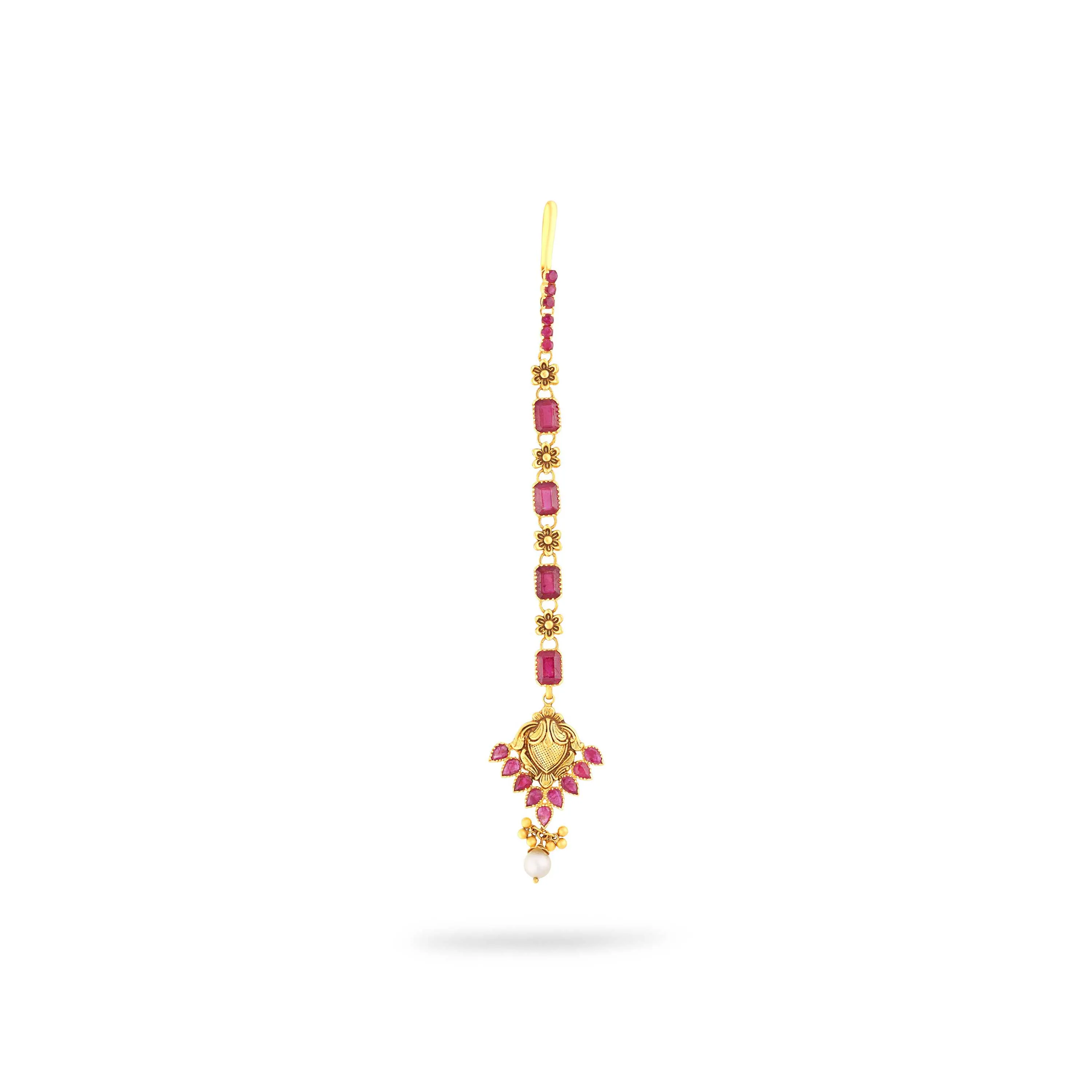 Classic Finely Detailed And Ruby Studded 22KT Gold Matty
