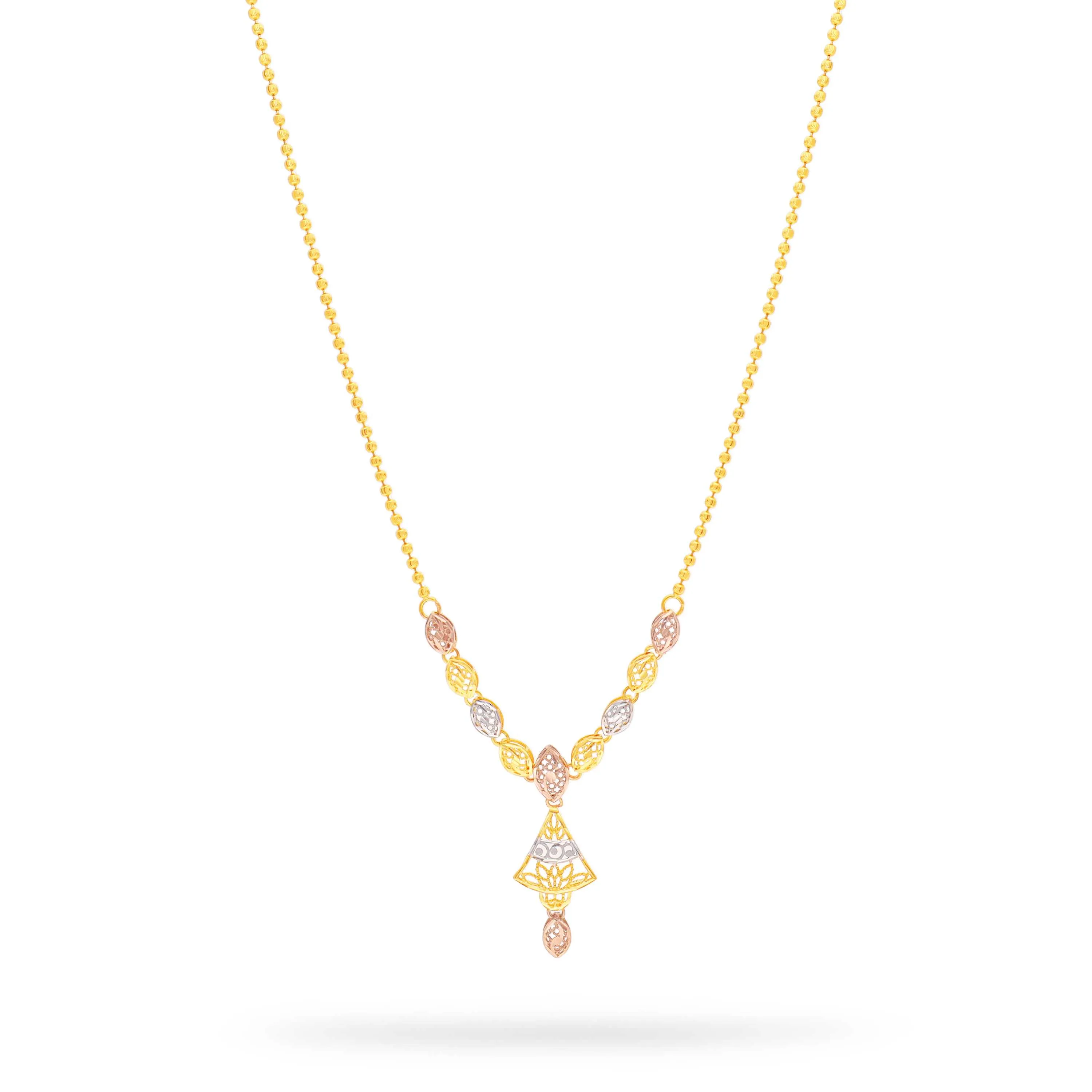 Classic Enamel Worked And Detailed 22KT Gold Necklace