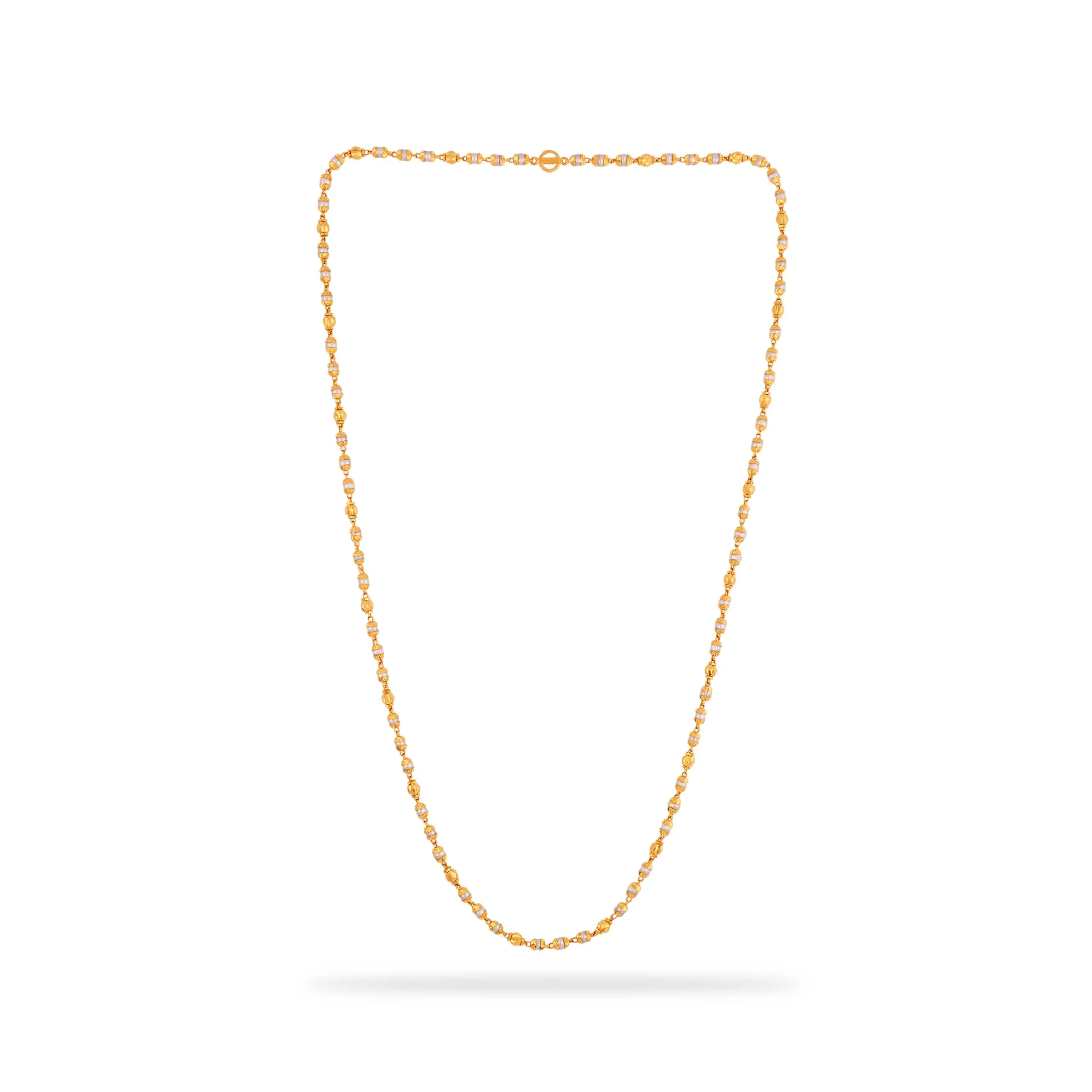 Traditionally Crafted And Detailed 22KT Gold Beads Chain For Women