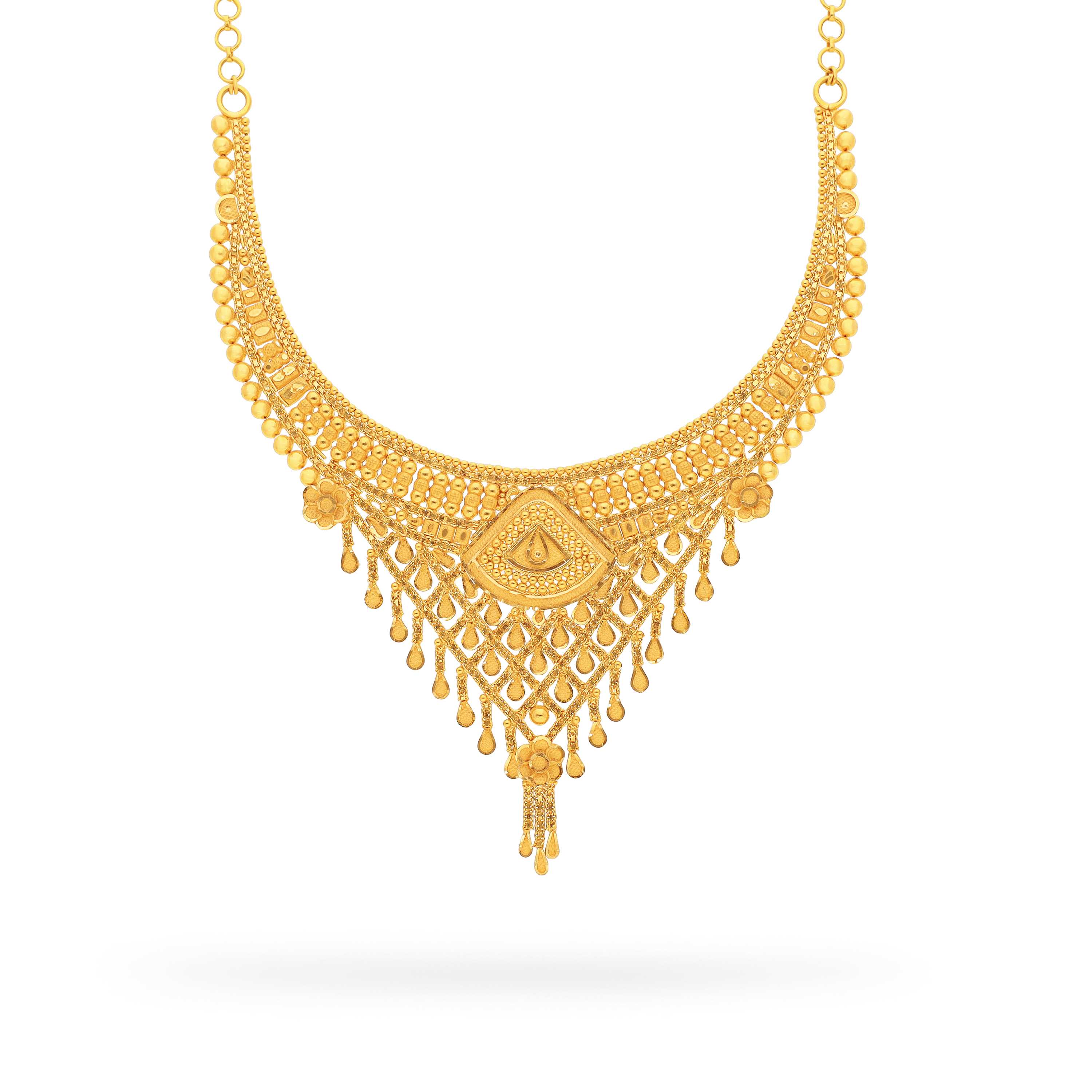 Classic Matte Finish Bombay Pattern 22KT Gold Necklace