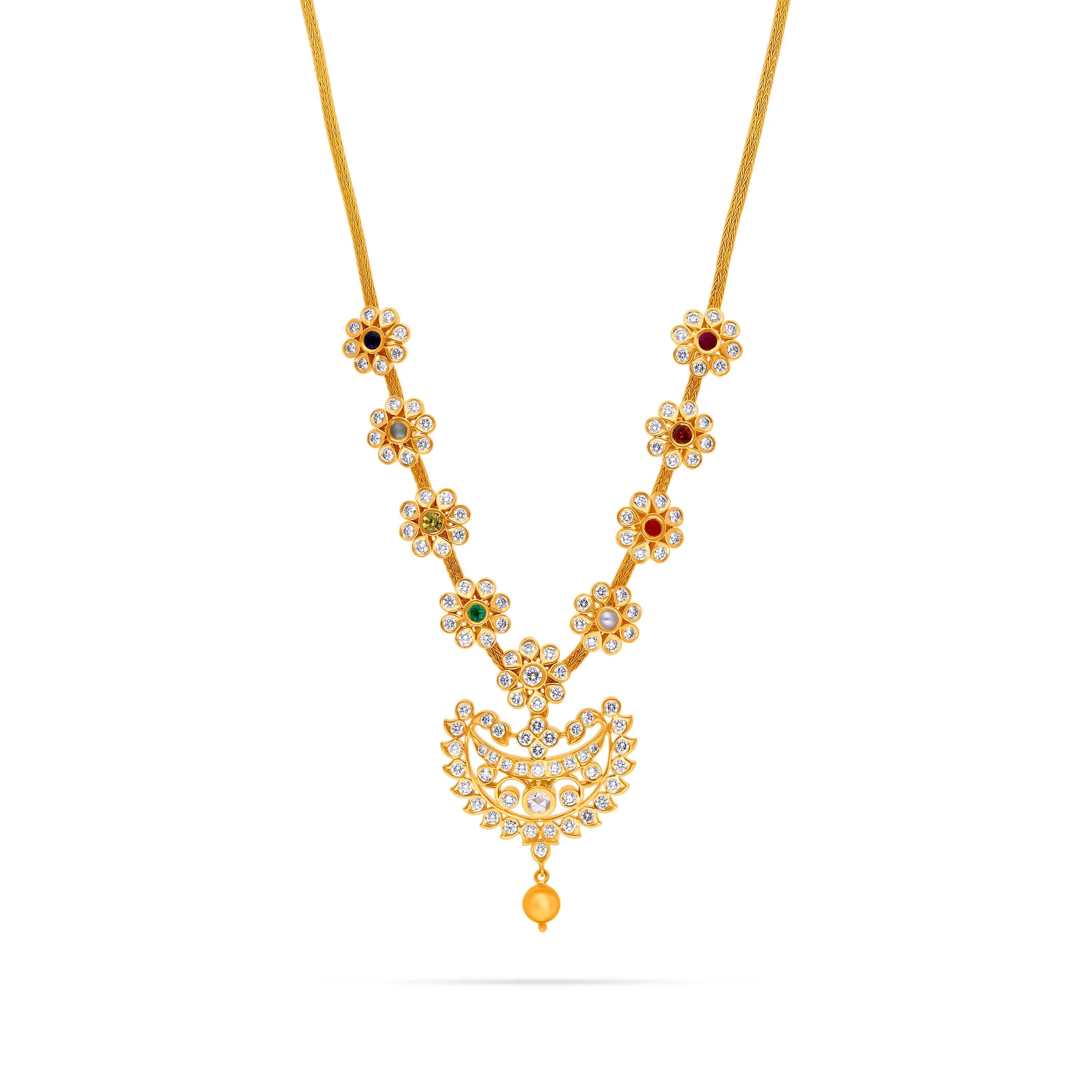 Artfully Crafted Diamond Necklace Set in 22KT Gold