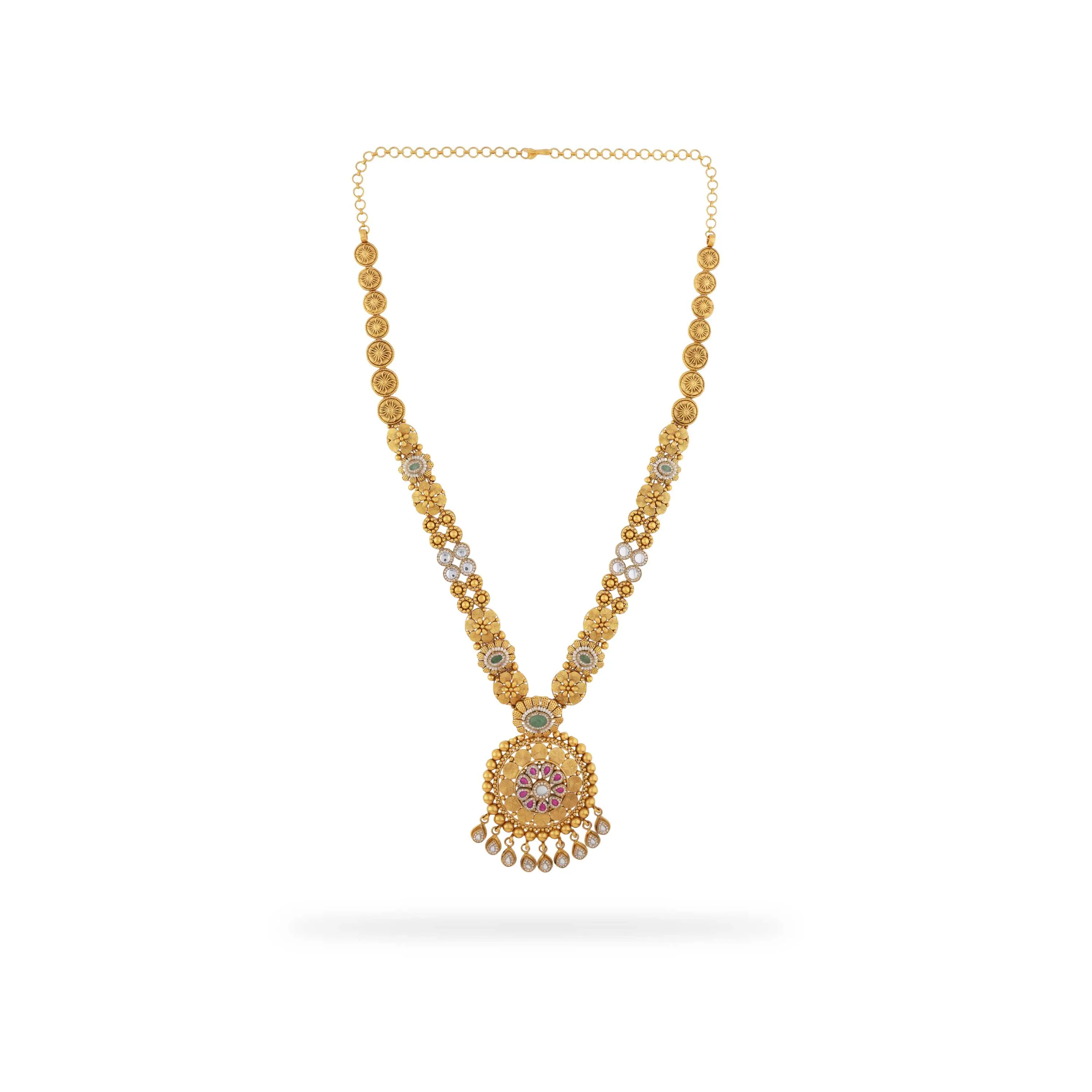 Antique Finished And Studded 22KT Gold Haaram