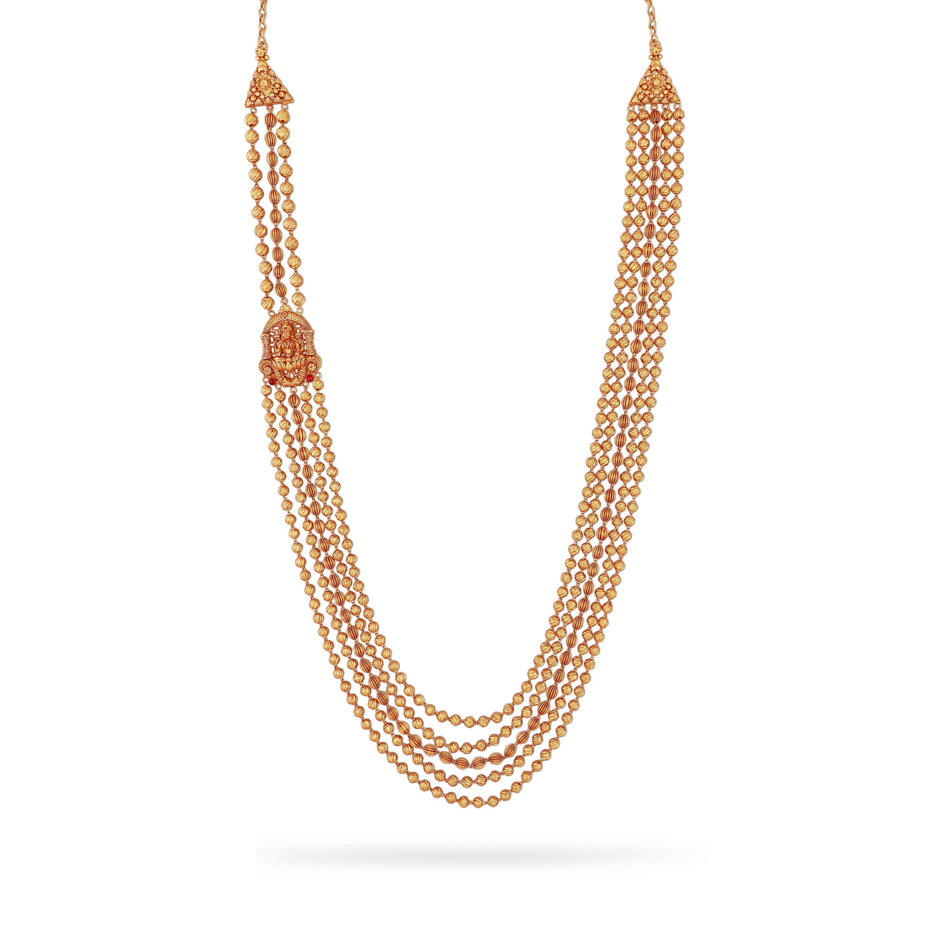 Classic Multi String Lakshmi Devi 22KT Gold Antique Finished Haaram