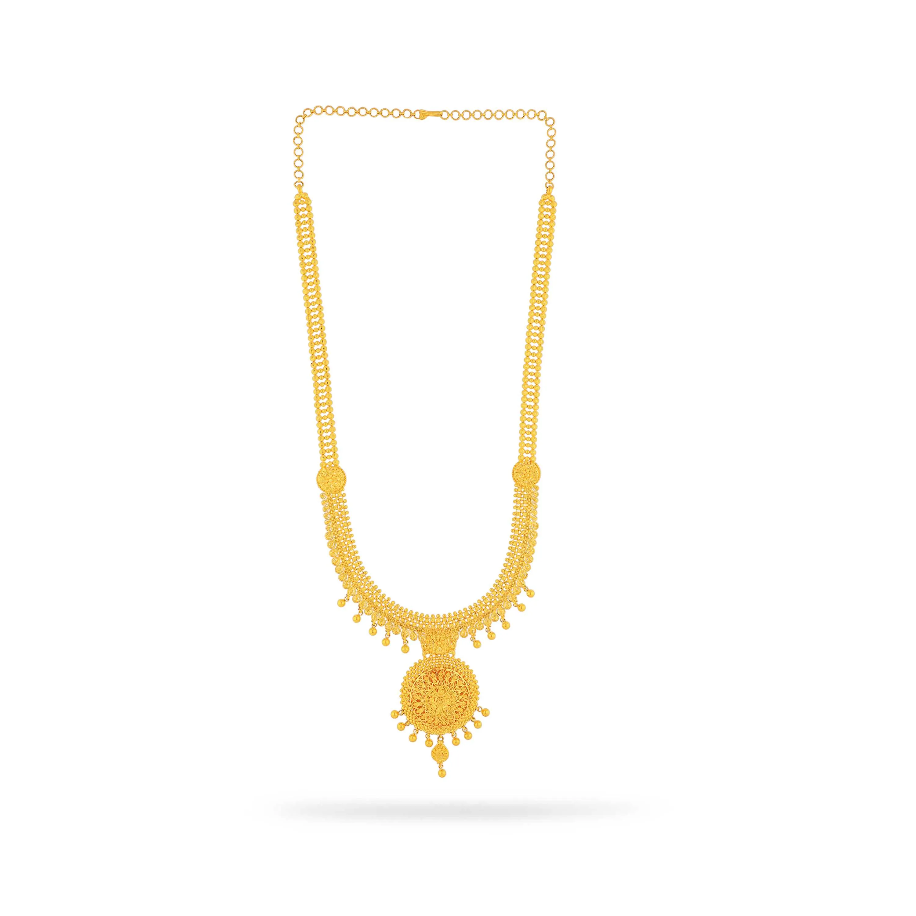 Specially Crafted And Detailed 22KT Gold Haaram For Women