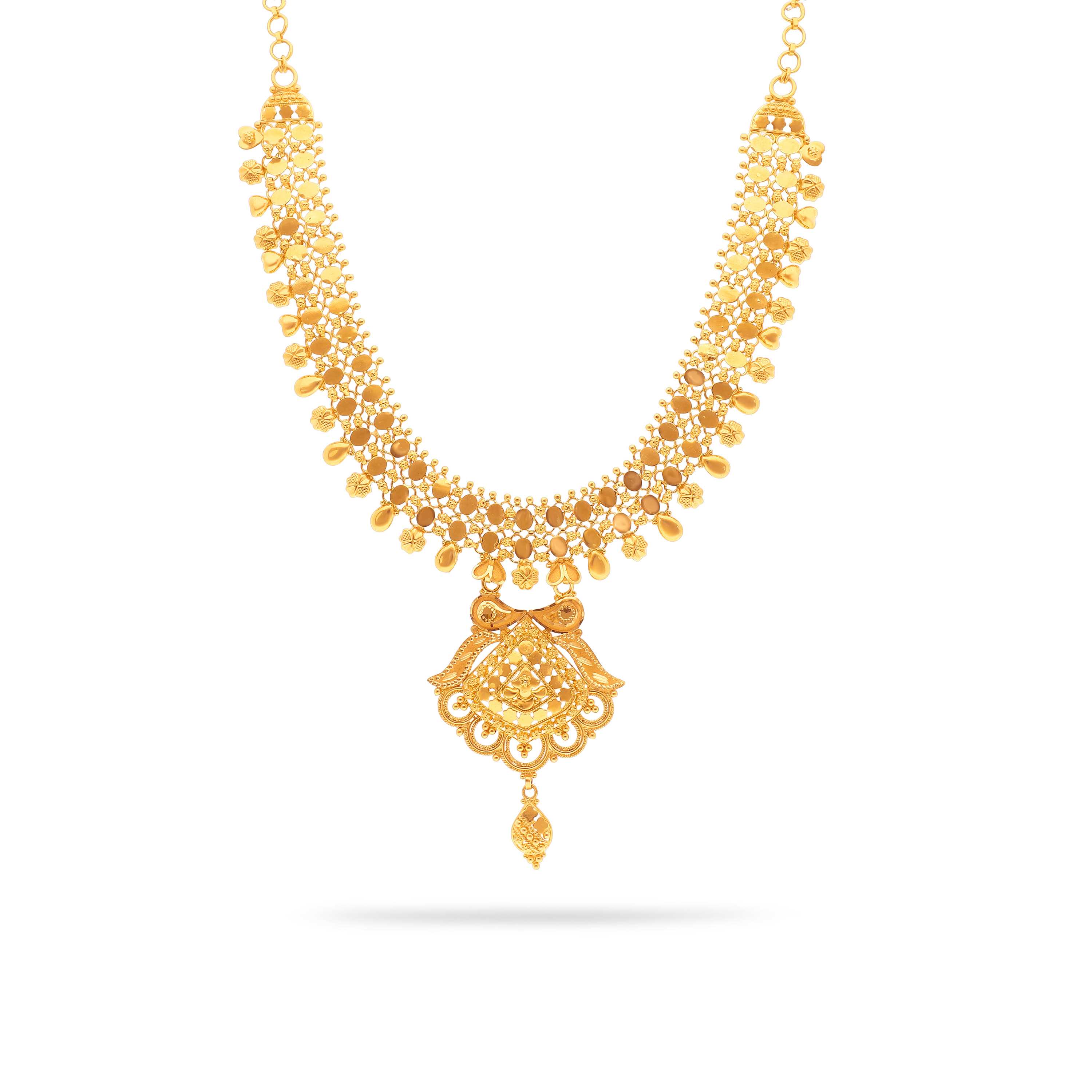 Fancy Calcutta Pattern 22KT Gold Necklace For Women