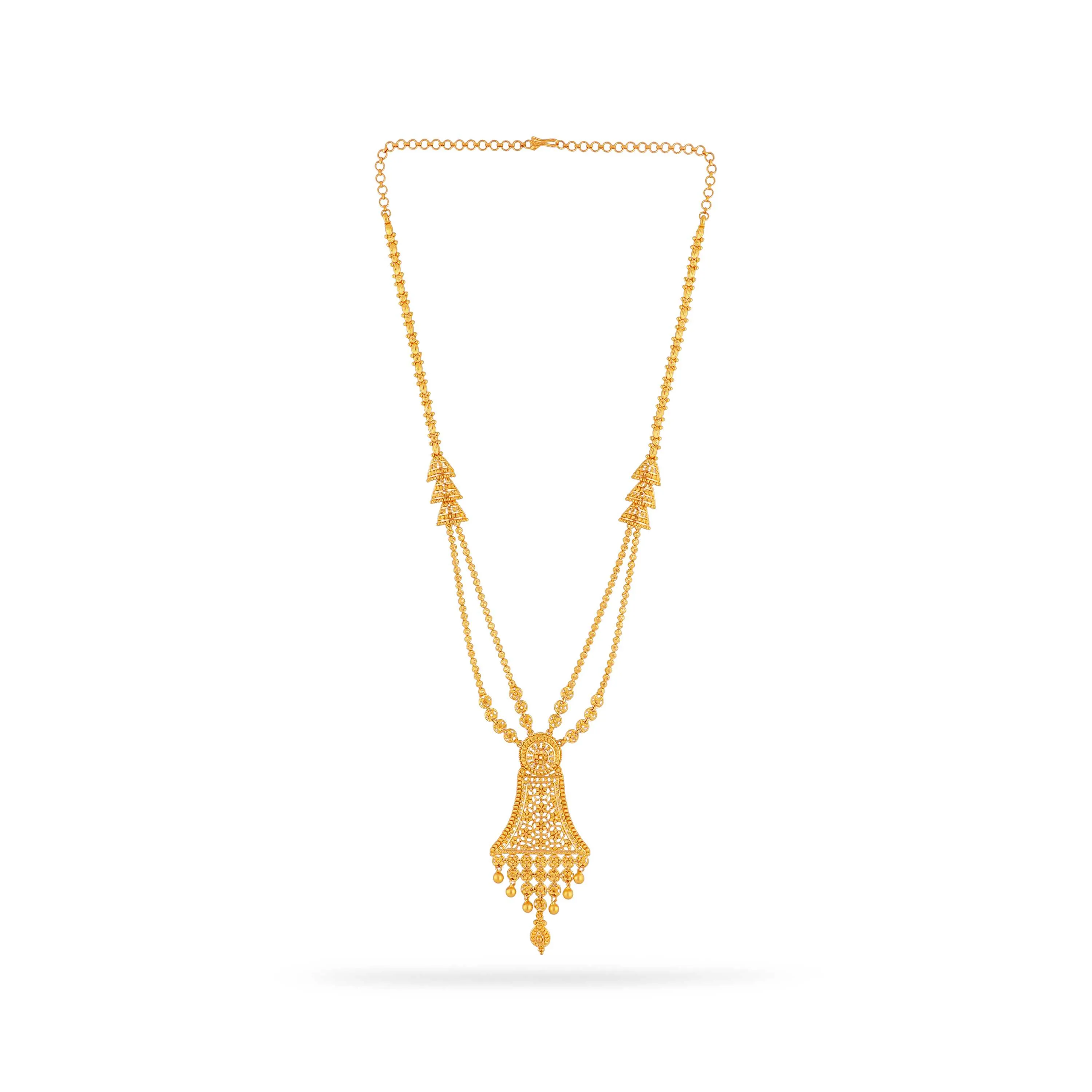 Traditionally Crafted And Detailed 22KT Gold Haaram For Women