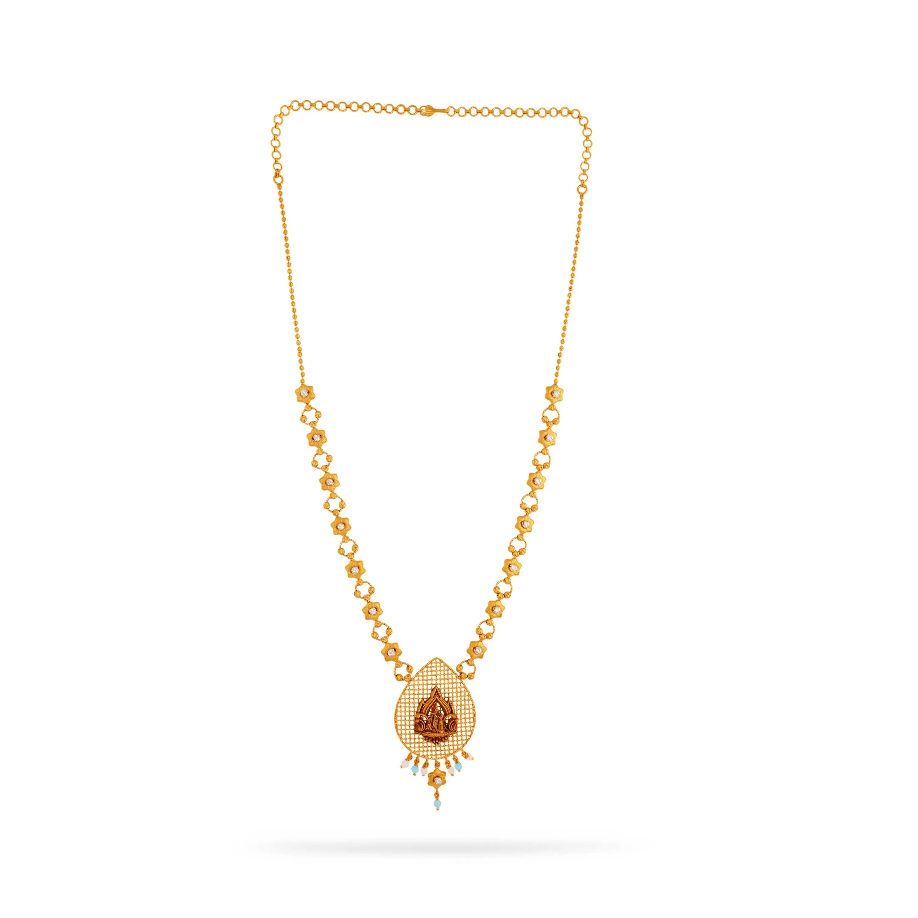 Traditionally Crafted And Detailed 22KT Gold Radha Krishna Haaram