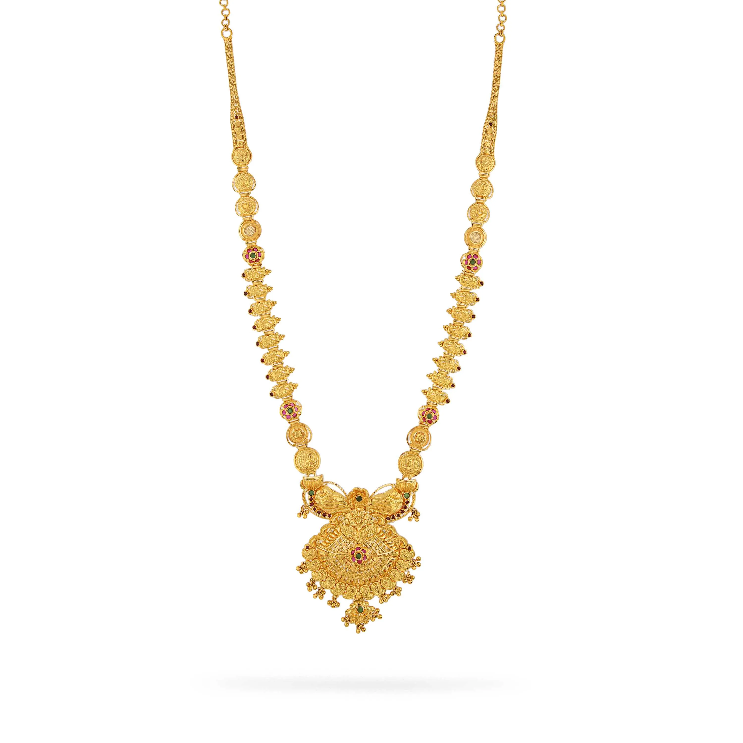 Traditionally Crafted And Detailed 22KT Gold Haaram For Women