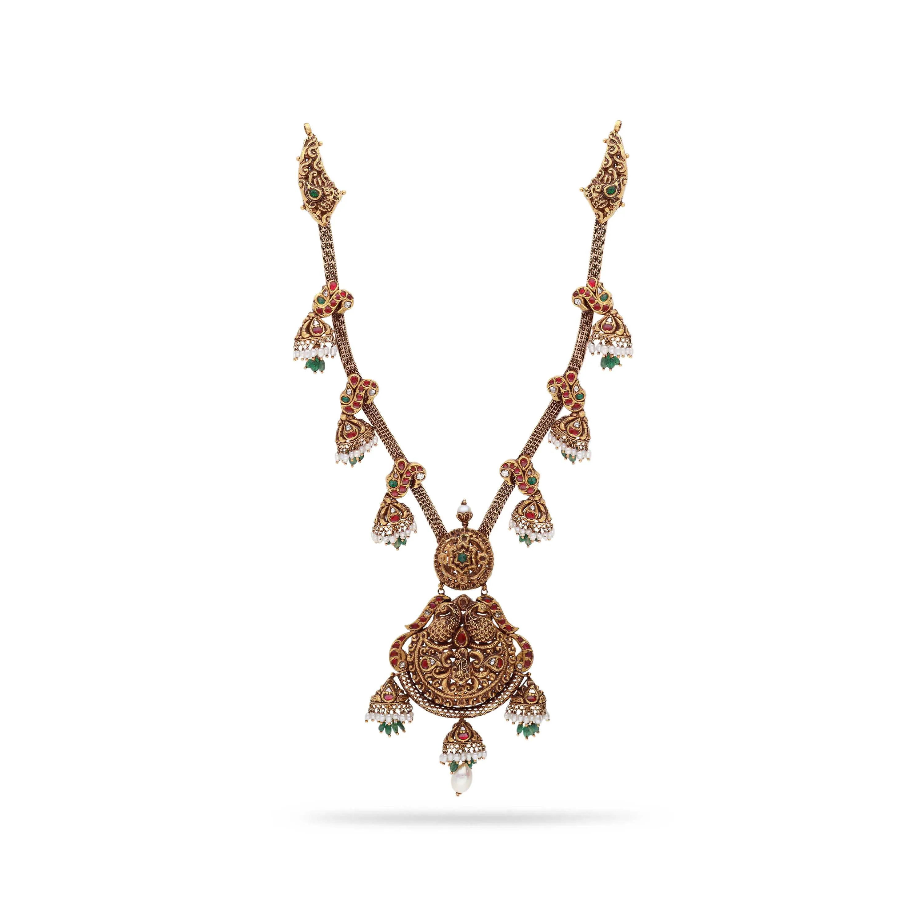 Antique Finished And Studded 22KT Gold Fancy Chain