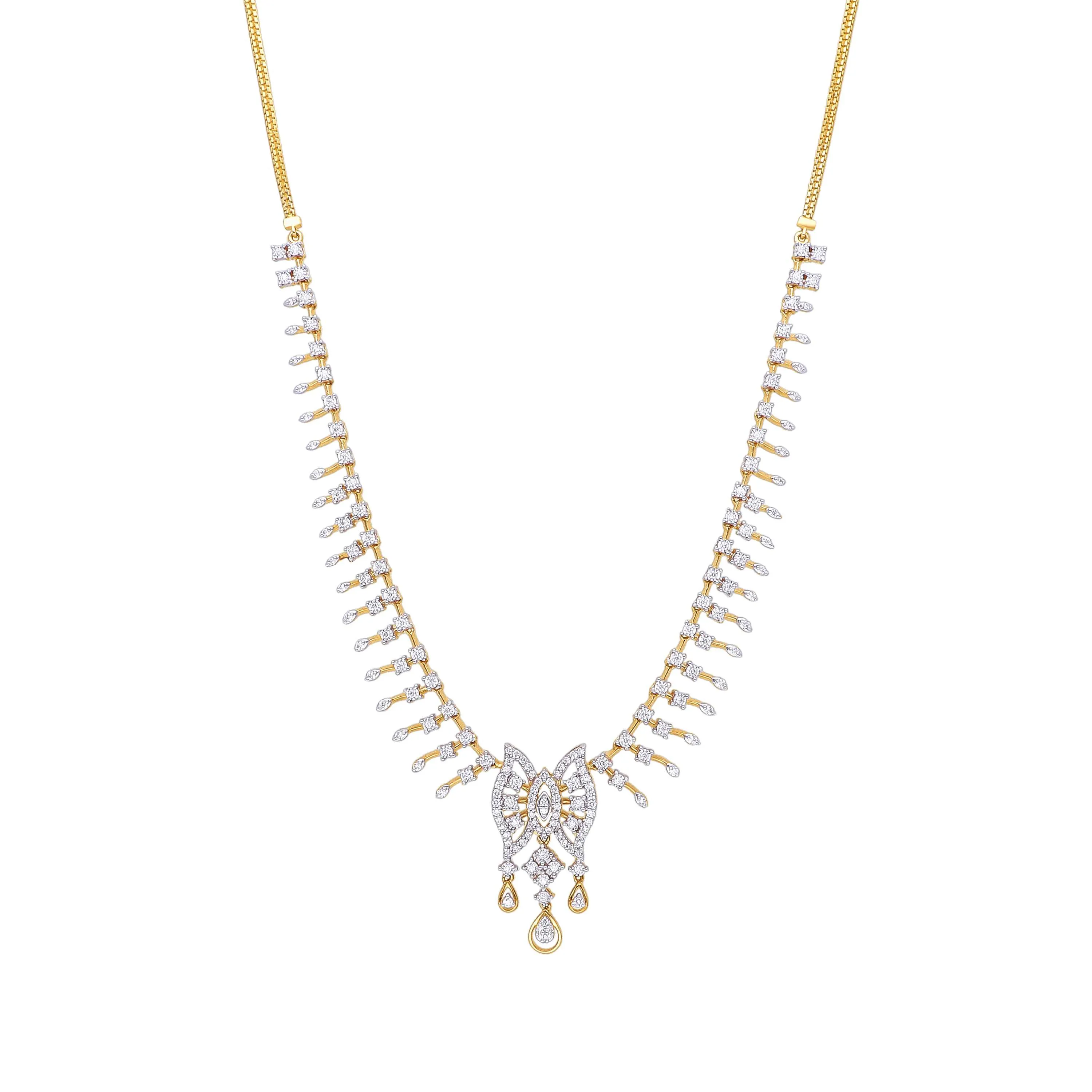 Intricately Studded 18KT Diamond Necklace For Women
