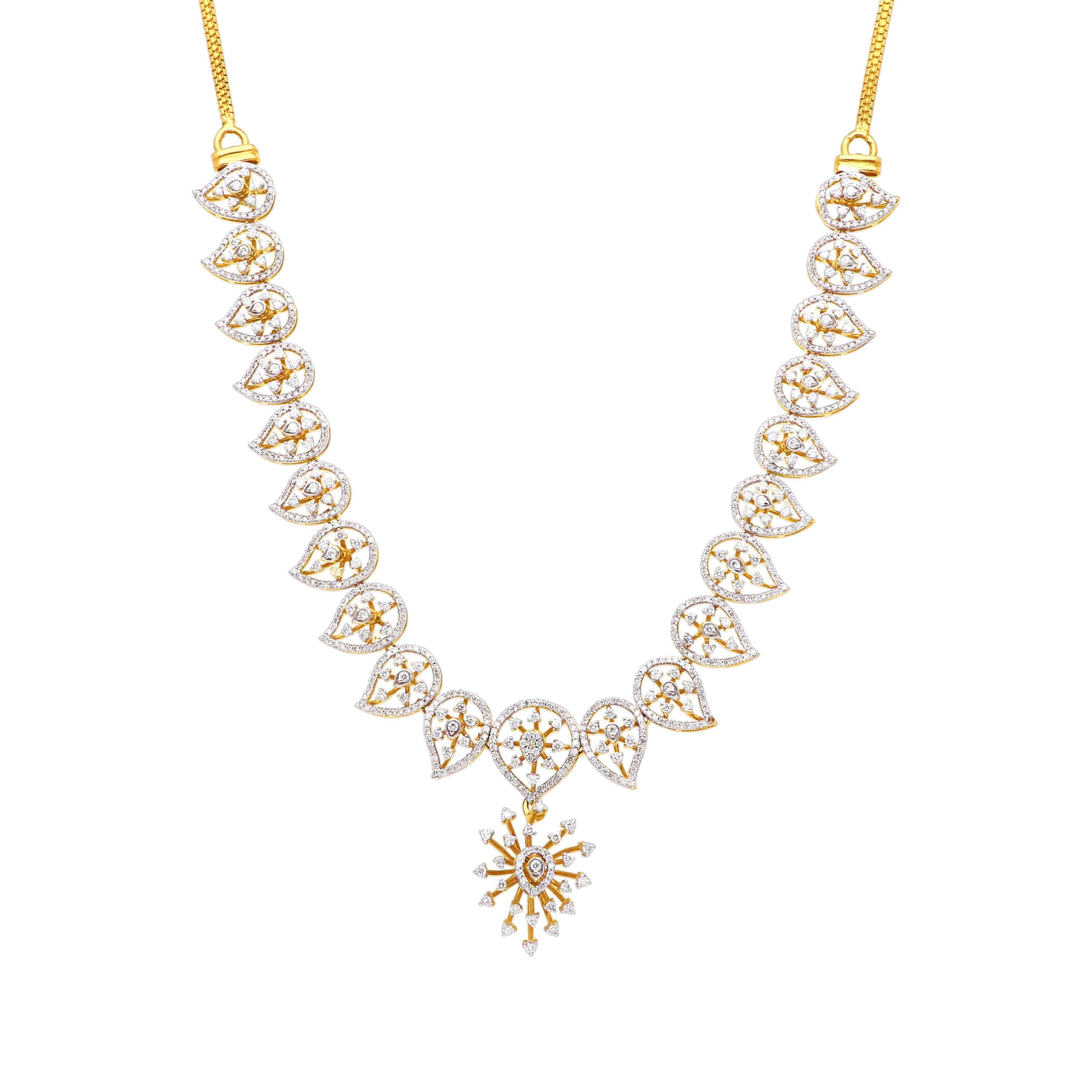 Gorgeously Detailed And Studded 18KT Diamond Necklace