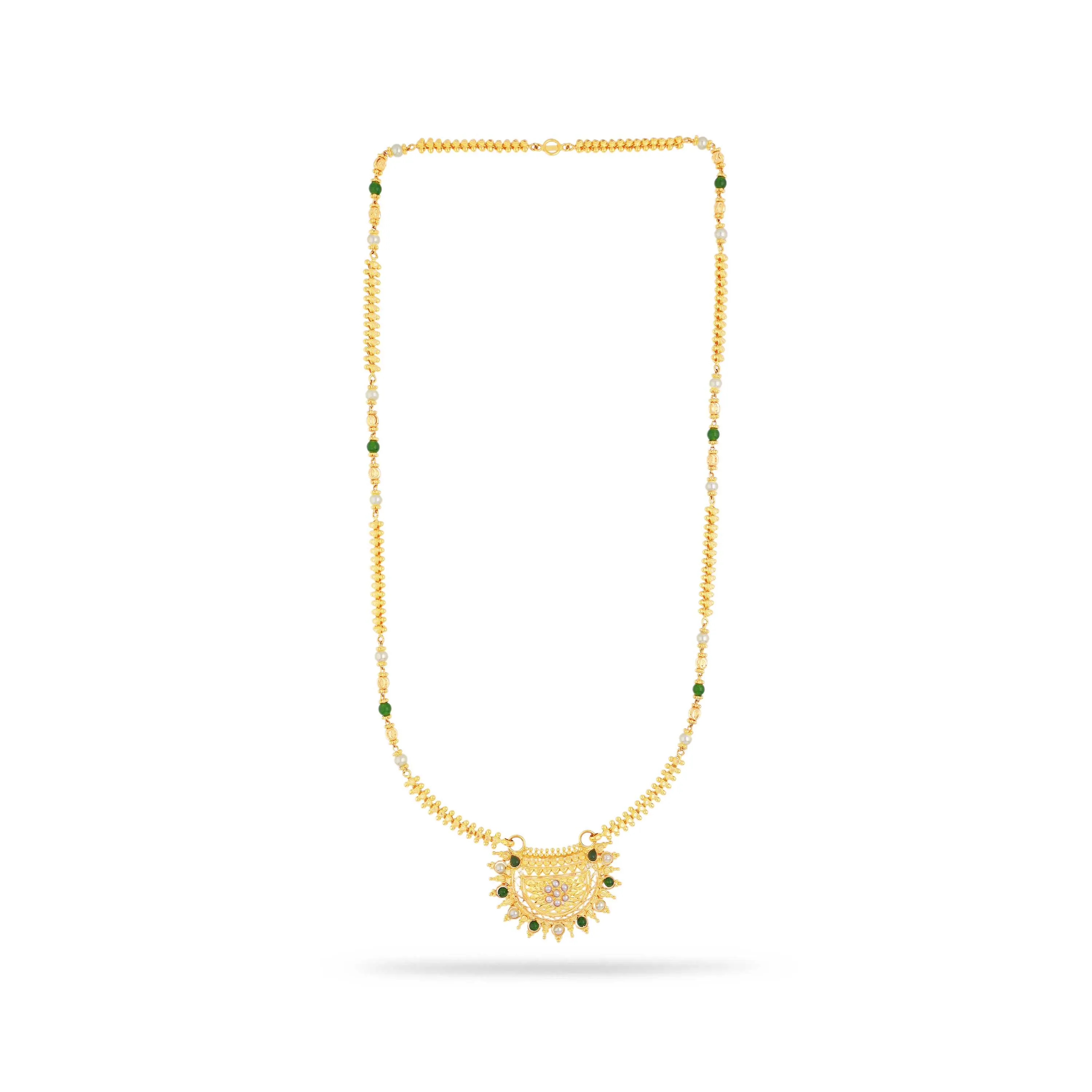Traditionally Crafted And Detailed 22KT Gold Beads Chain For Women