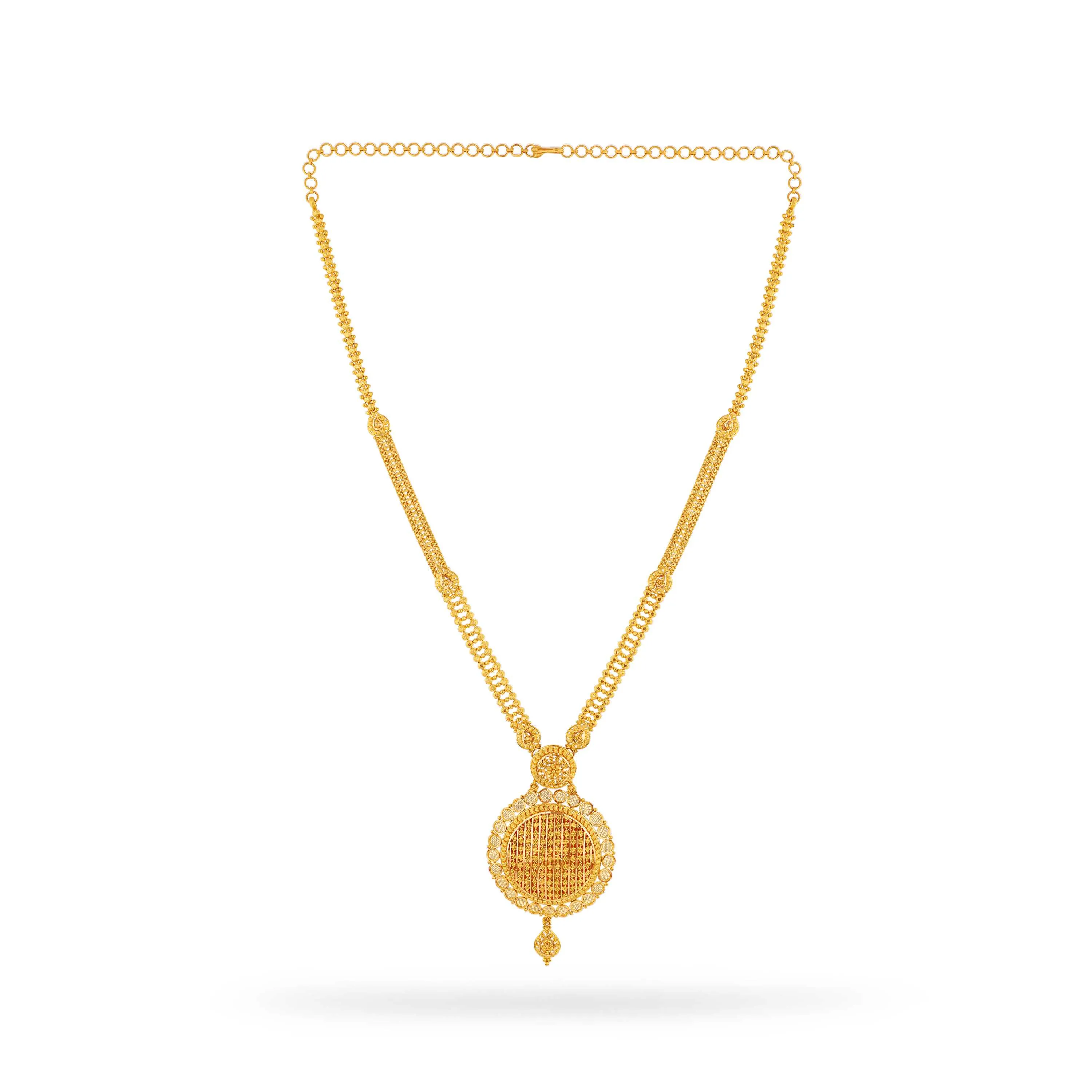 Specially Crafted And Detailed 22KT Gold Haaram For Women