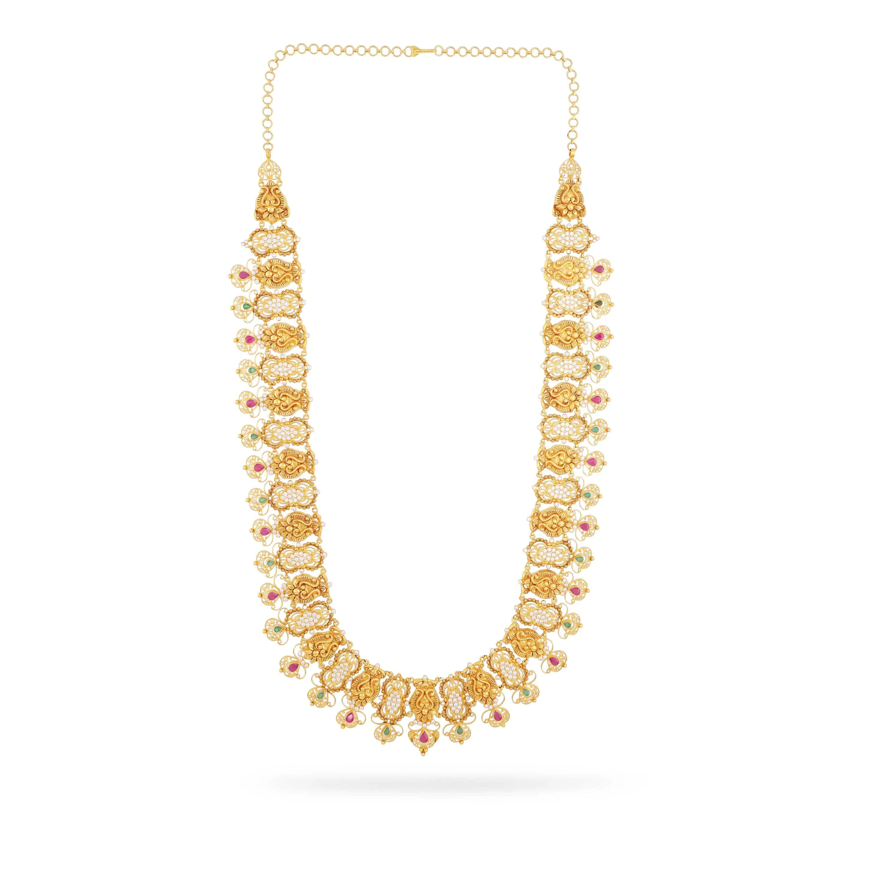 Classic Antique Finished And Studded 22KT Gold Haaram