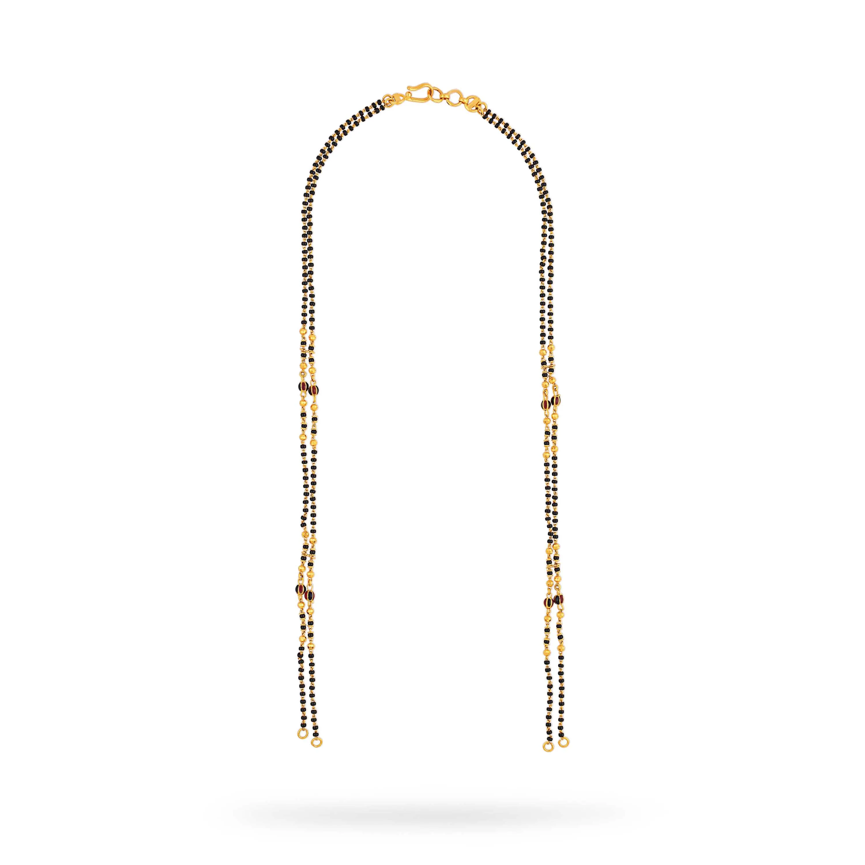 Enamel Worked And Black Beaded 22KT Gold Mangalsutra