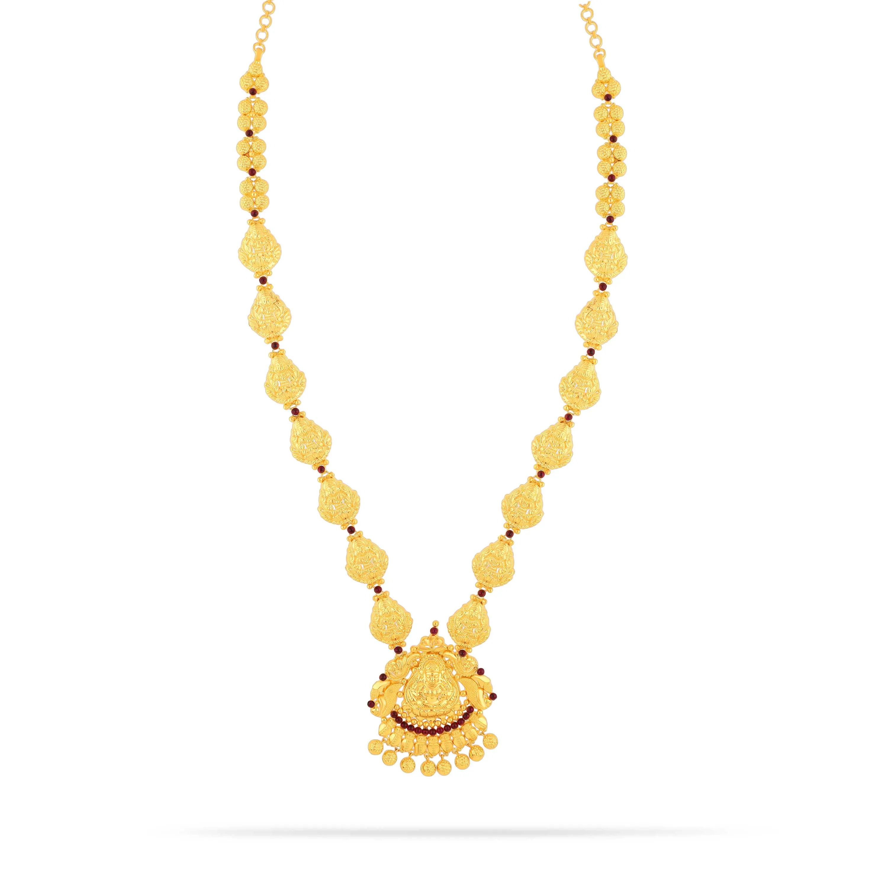 Classic Finely Detailed And Crafted 22KT Gold Haaram With Stone